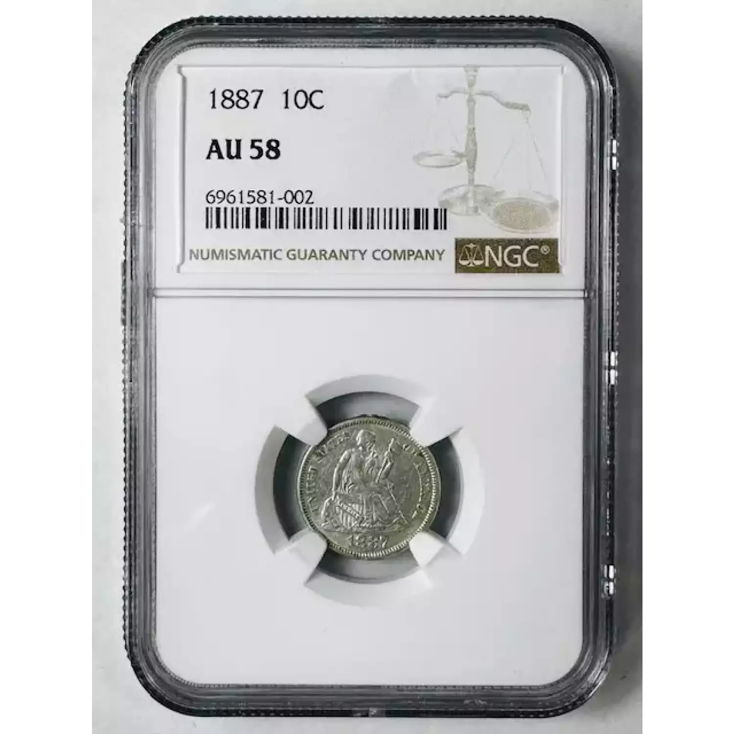 1887 Liberty Seated Dime NGC AU-58 - Bob Paul Rare Coins