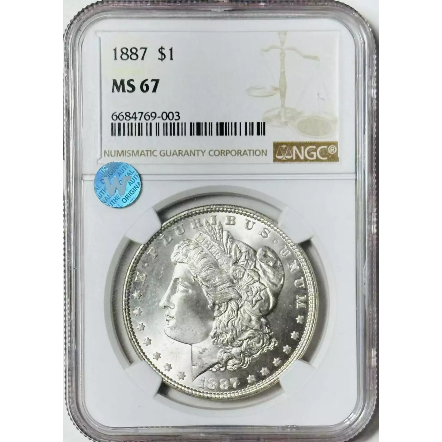 1887 Morgan Silver Dollar NGC MS-67 Sight White - Bob Paul Rare Coins