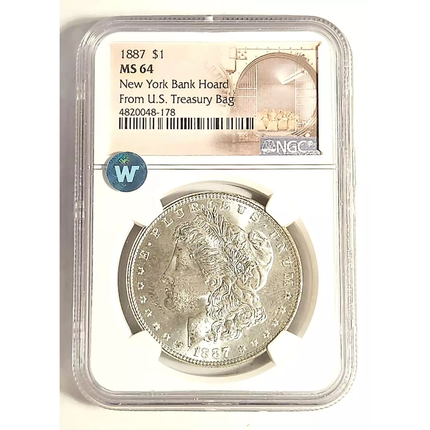 1887 Morgan Silver Dollar NGC MS-64 NY Bank Hoard From U.S. Treasury Bag Sight White - Bob Paul ...