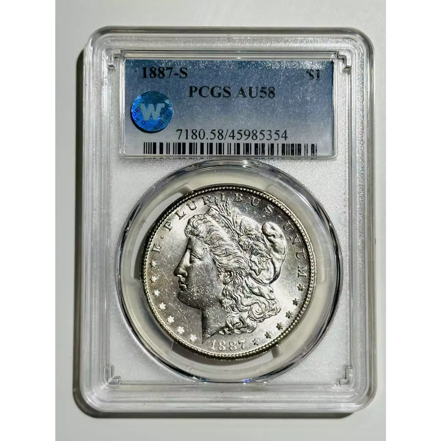 1887-S Morgan Silver Dollar PCGS AU-58 Sight White - Bob Paul Rare Coins