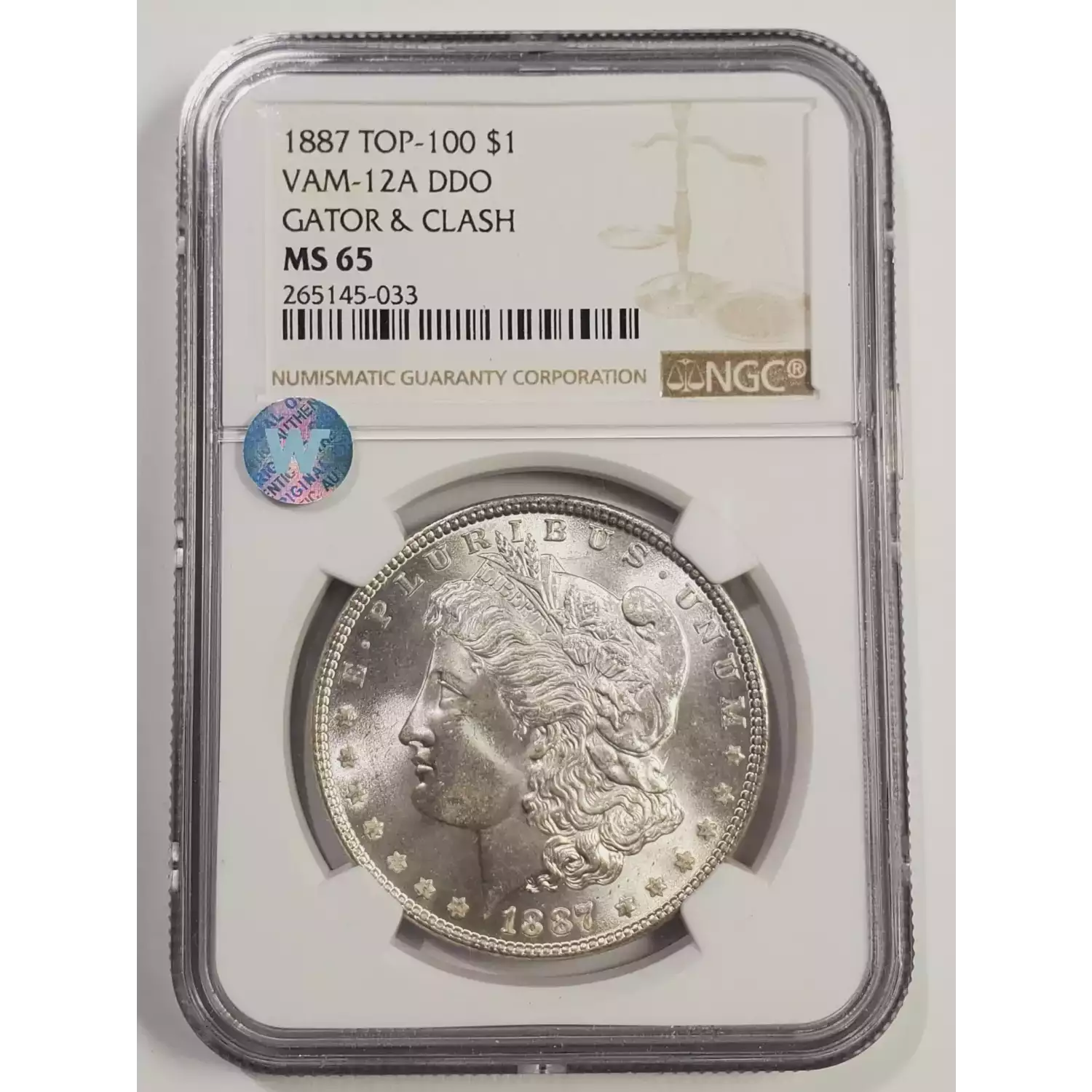 1887 NGC MS-65 VAM-12A DDO GATOR & CLASH TOP 100 Morgan Silver Dollar ...