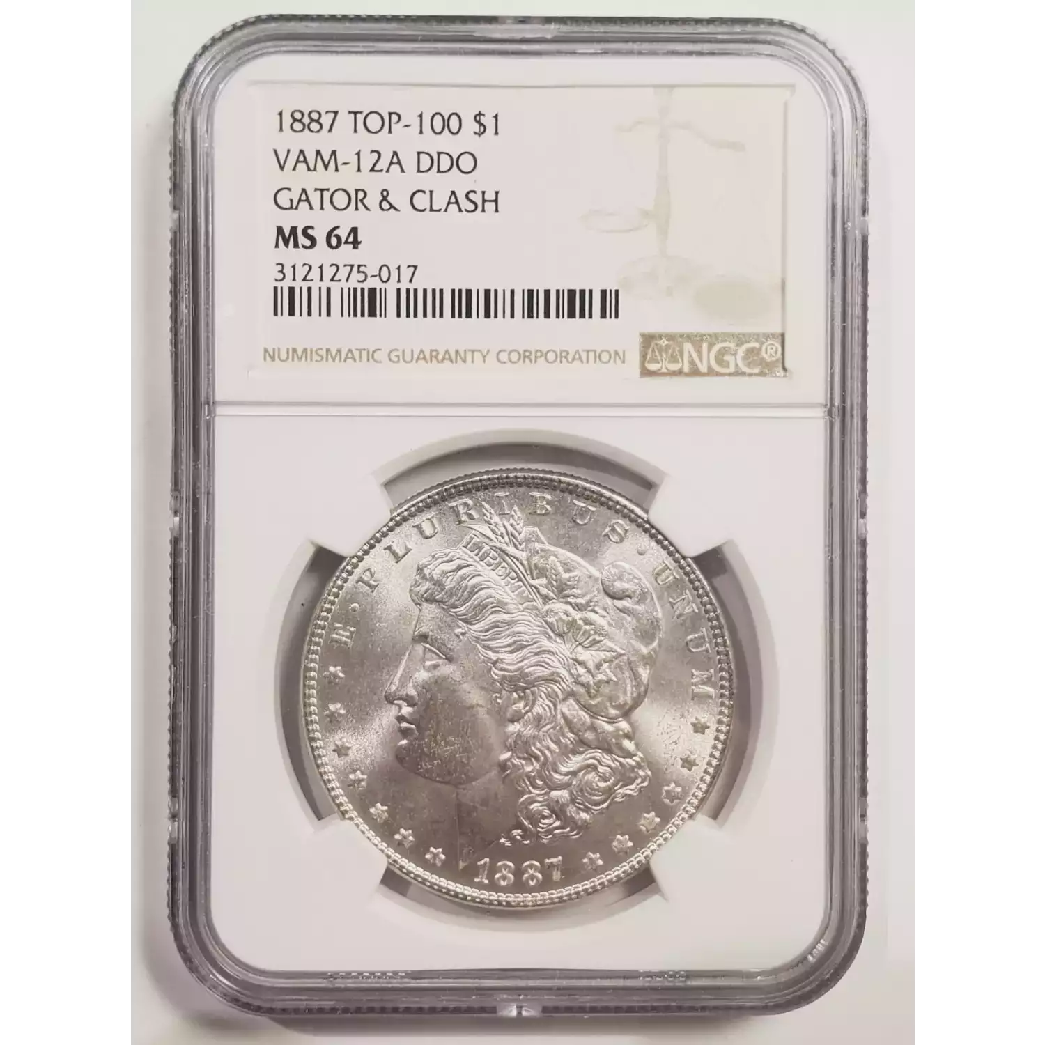1887 Morgan Silver Dollar NGC MS-64 VAM-12A DDO GATOR & CLASH TOP100 ...