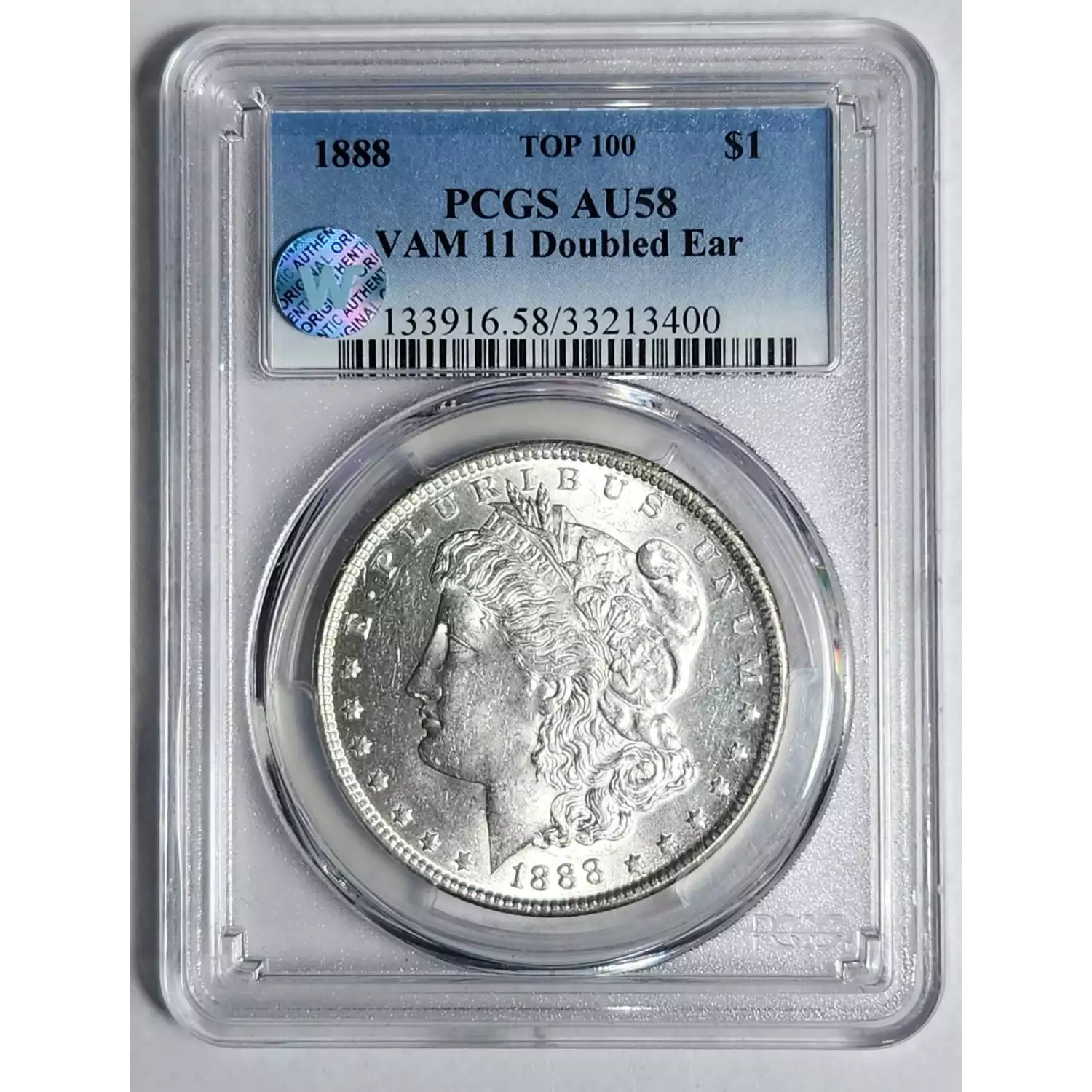 1888 Morgan Silver Dollar PCGS AU-58 VAM 11 - DOUBLE EAR - TOP 100 Sight White - Bob Paul Rare Coins