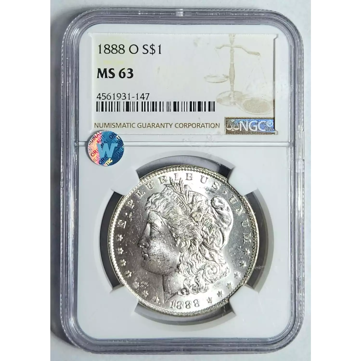 1888-O Morgan Silver Dollar NGC MS-63 Sight White - Bob Paul Rare Coins