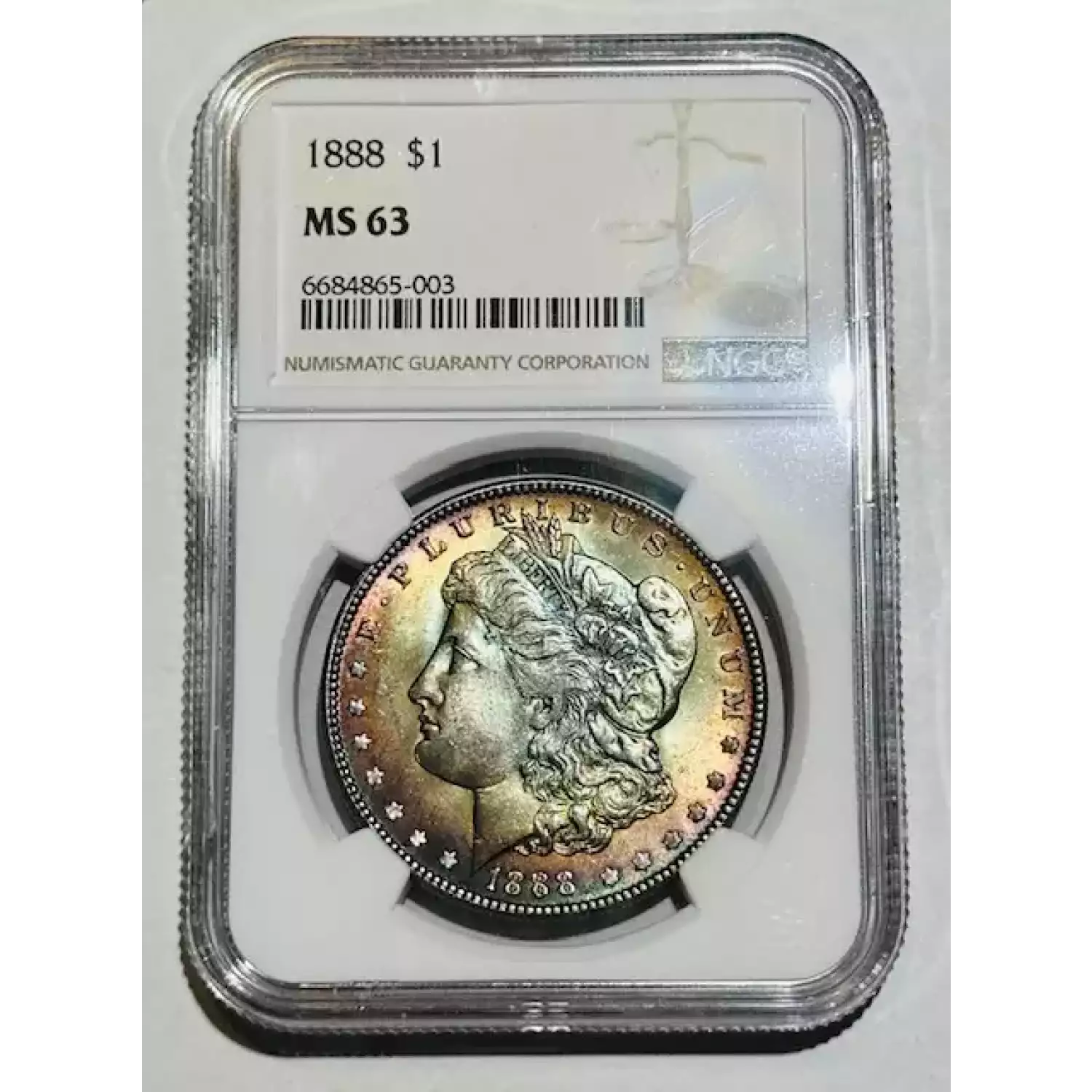1888 Morgan Silver Dollar NGC MS-63 Rainbow Toned - Bob Paul Rare Coins