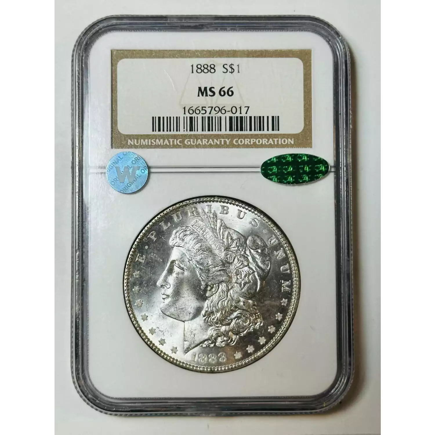 1888 Morgan Silver Dollar NGC MS-66 CAC, Sight White - Bob Paul Rare Coins
