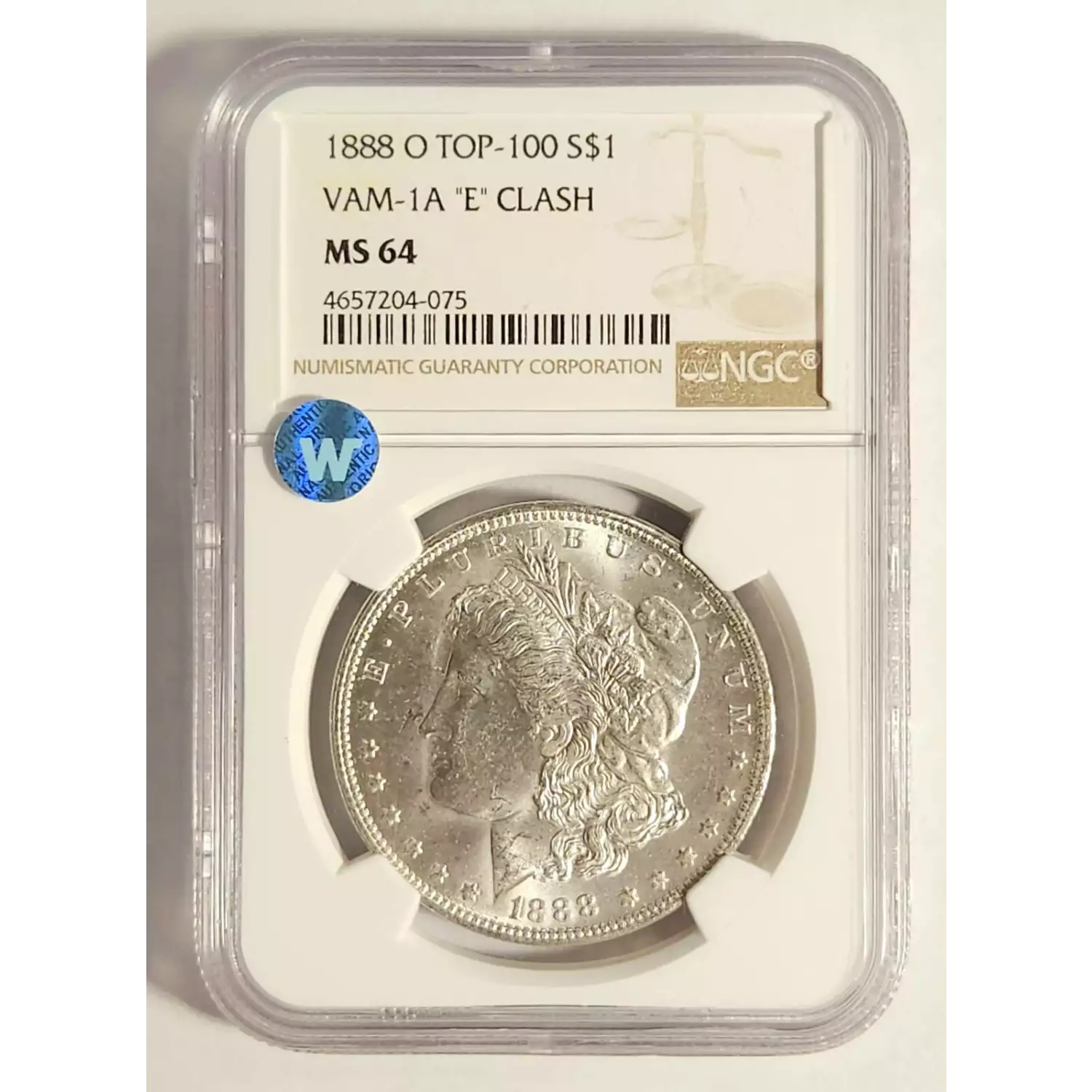 1888-O Morgan Silver Dollar NGC MS-64 O VAM-1A "E" CLASH - TOP 100 Sight White - Bob Paul Rare Coins