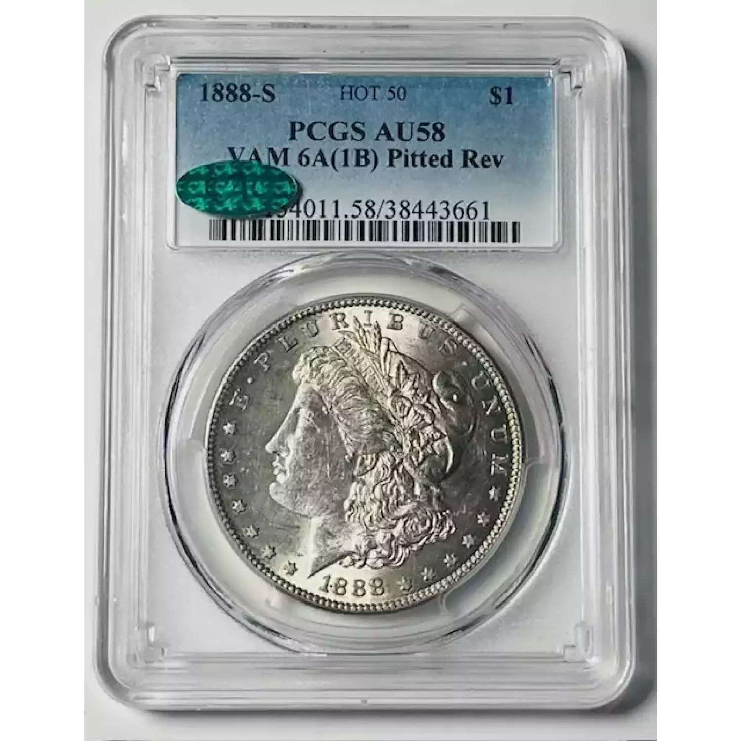 1888-S Morgan Silver Dollar PCGS AU-58 Hot 50 VAM 6A(1B) Pitted Rev CAC - Bob Paul Rare Coins