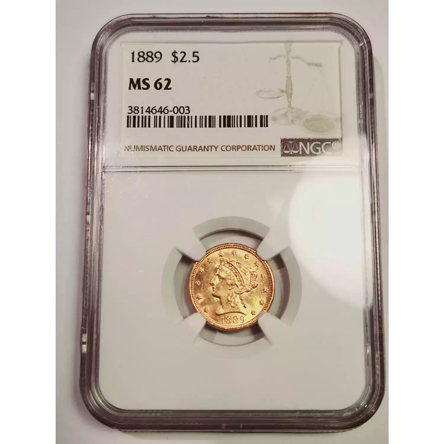 1889 $2.50 Gold Liberty Head Quarter Eagle NGC MS-62 - Bob Paul Rare Coins