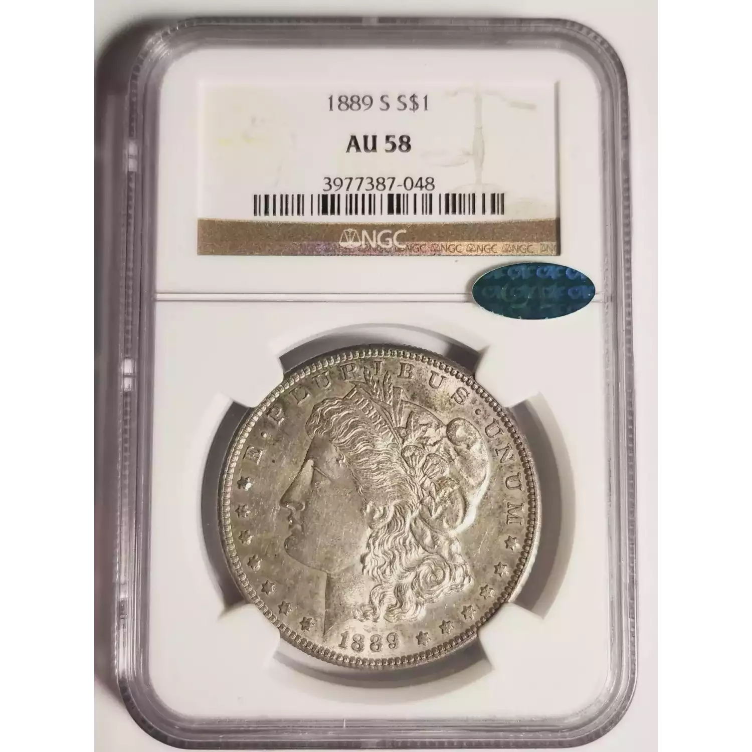 1889-S Morgan Silver Dollar NGC AU-58 CAC - Bob Paul Rare Coins