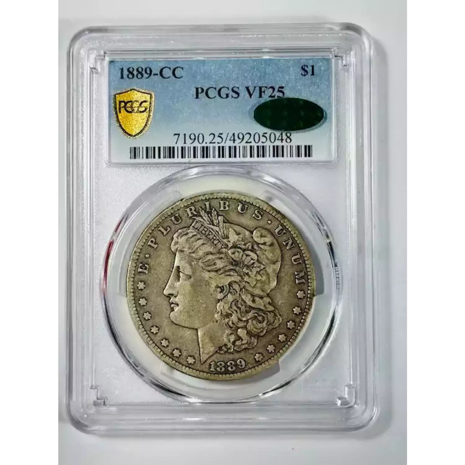 1889-CC Morgan Silver Dollar PCGS VF-25 Carson City! Low CAC Population ...