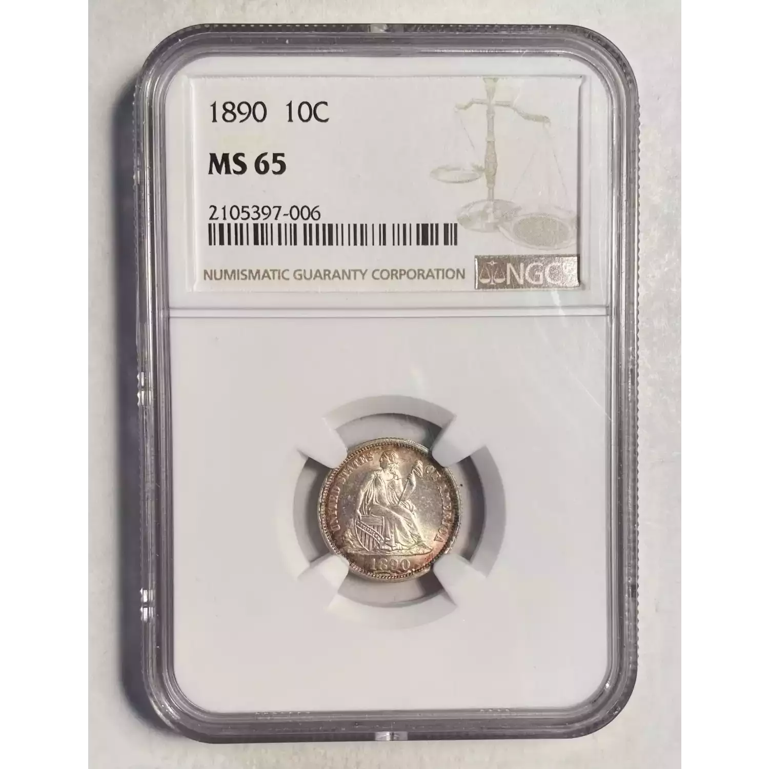 1890 Liberty Seated Dime NGC MS-65 - Bob Paul Rare Coins