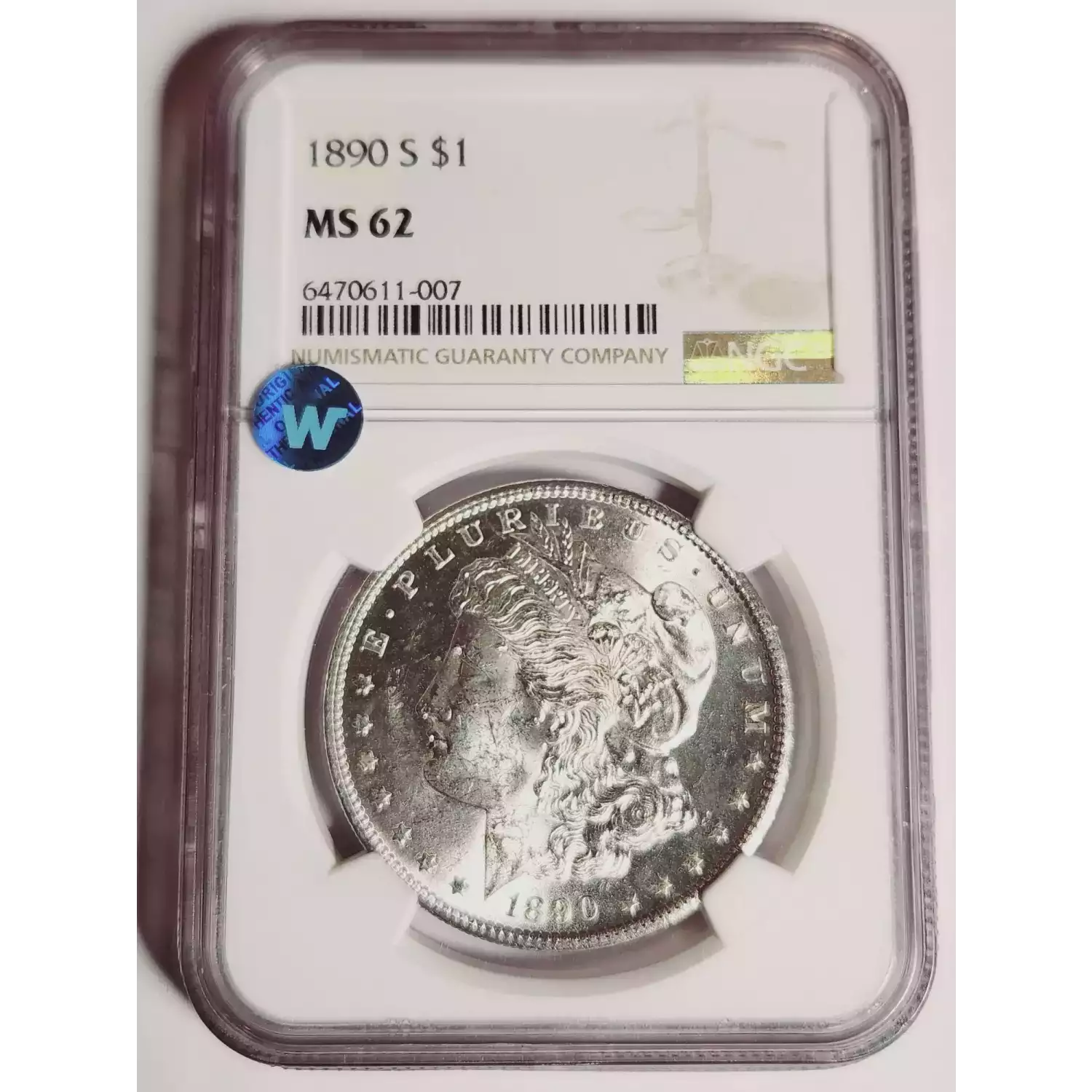 1890-S Morgan Silver Dollar NGC MS-62 Sight White - Bob Paul Rare Coins