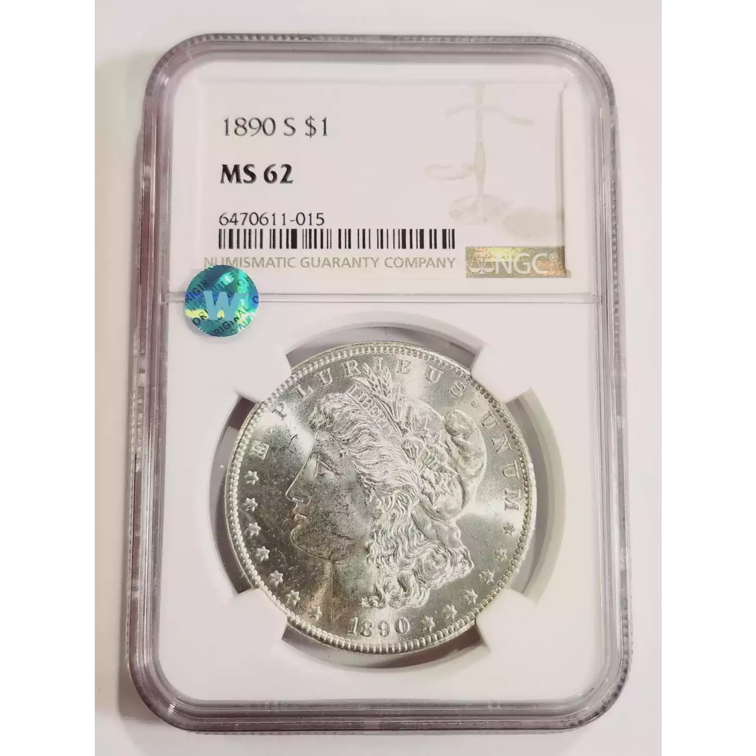 1890-S Morgan Silver Dollar NGC MS-62 Sight White - Bob Paul Rare Coins