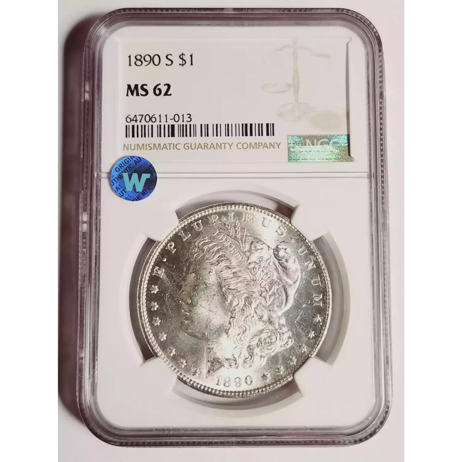 1890-S Morgan Silver Dollar NGC MS-62 Sight White - Bob Paul Rare Coins