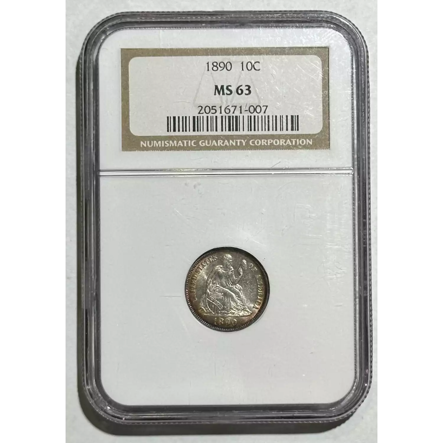 1890 Liberty Seated Dime NGC MS-63 - Bob Paul Rare Coins