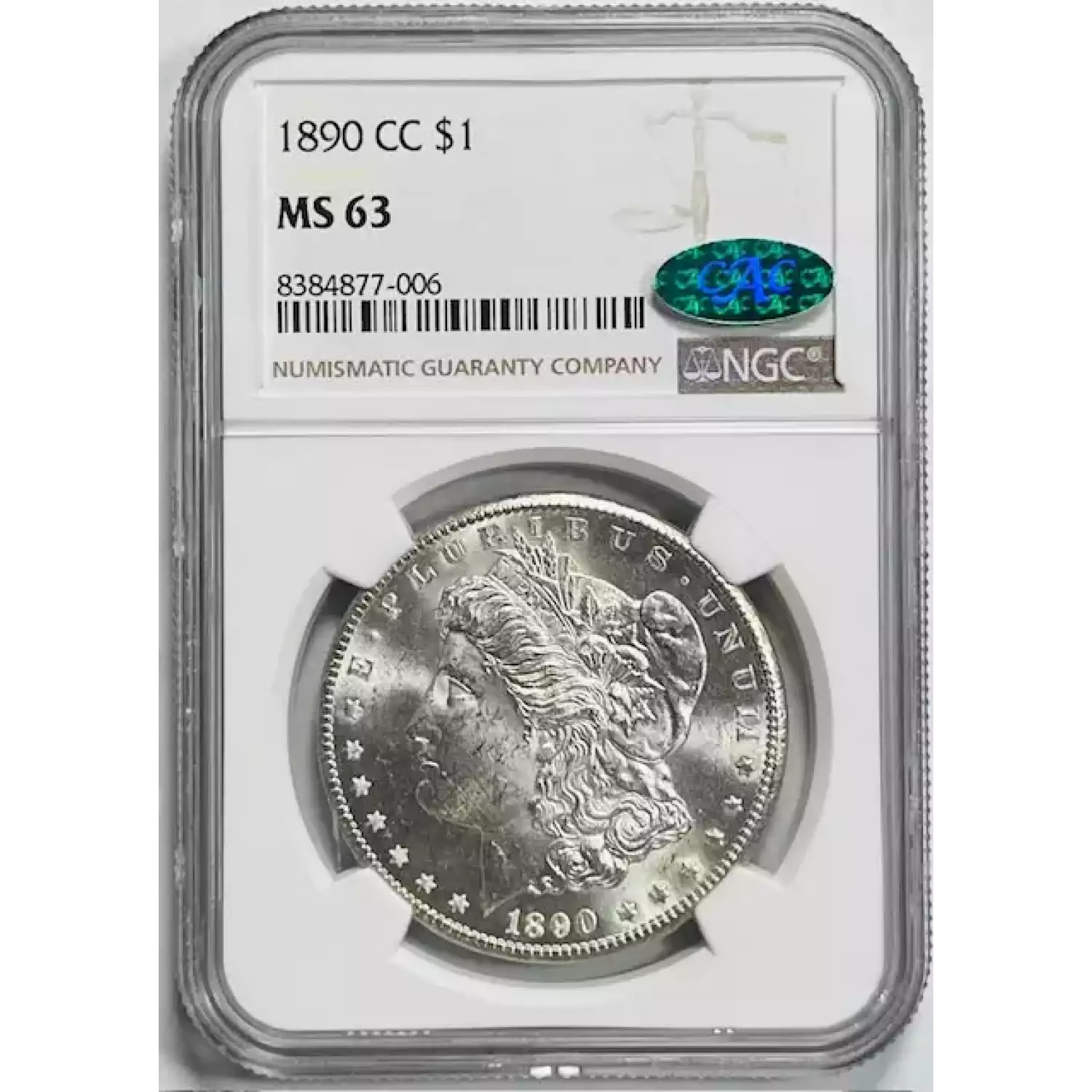 1890-CC Morgan Silver Dollar NGC MS-63 Low CAC Pop! CAC - Bob Paul Rare ...