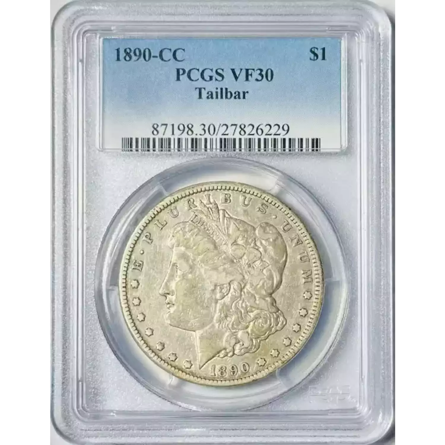 1890-CC Morgan Silver Dollar PCGS VF-30 Tailbar - Bob Paul Rare Coins