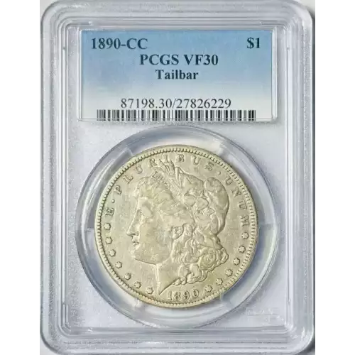 1890-CC Morgan Silver Dollar PCGS VF-30 Tailbar - Bob Paul Rare Coins