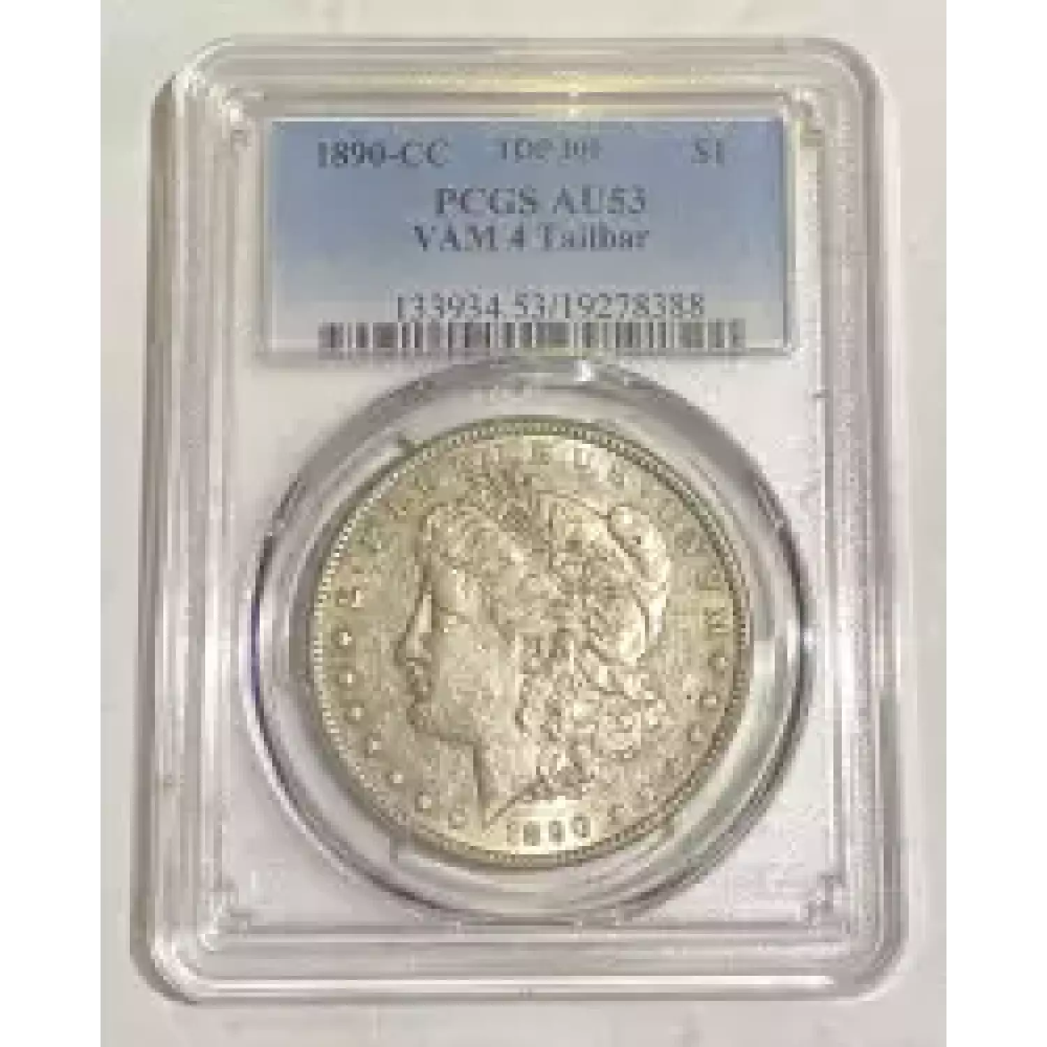1890-CC Morgan Silver Dollar PCGS AU-53 Tailbar VAM 4 - Bob Paul Rare Coins