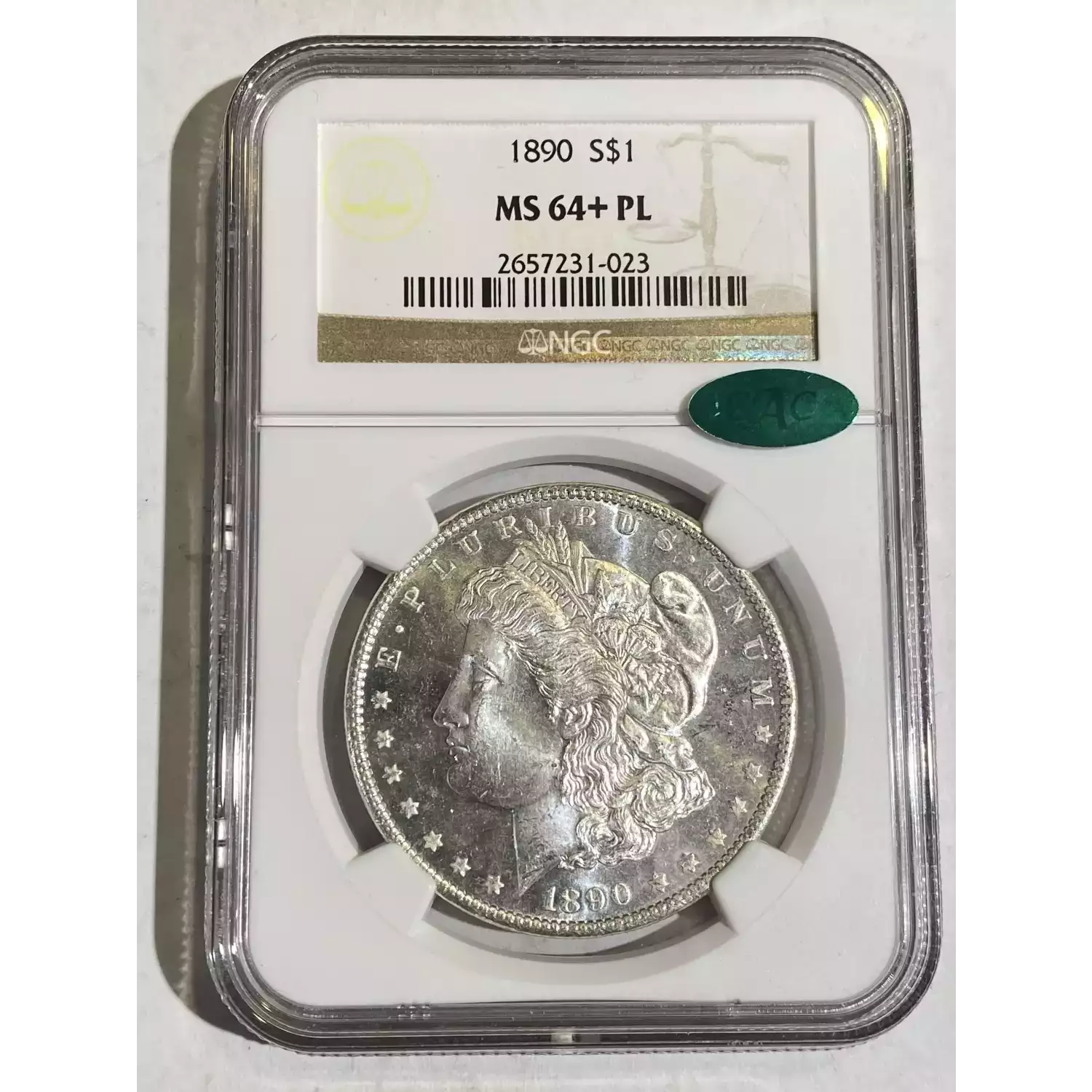 1890 Morgan Silver Dollar NGC MS-64+ PL CAC - Bob Paul Rare Coins