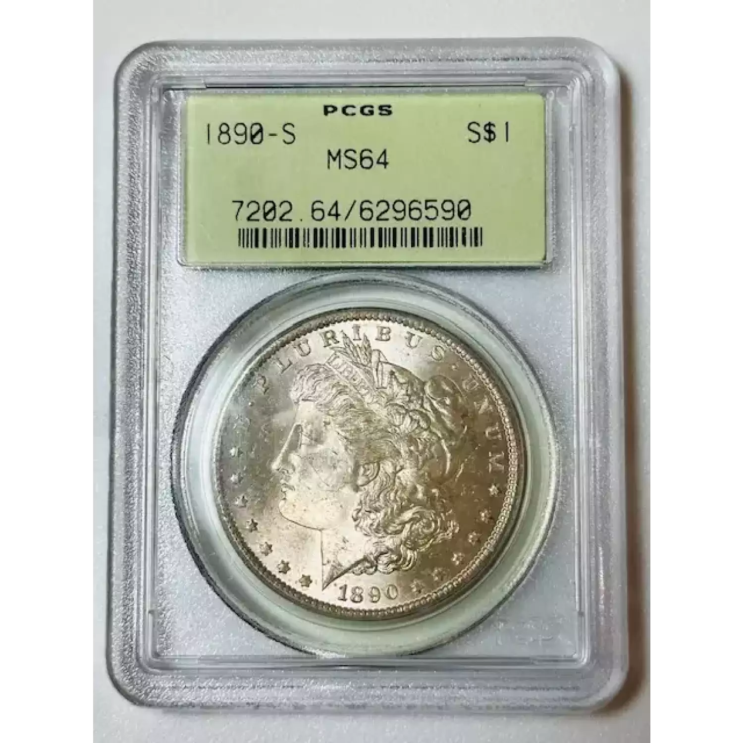 1890-S Morgan Silver Dollar PCGS MS-64 Old Green Holder OGH - Bob Paul Rare Coins