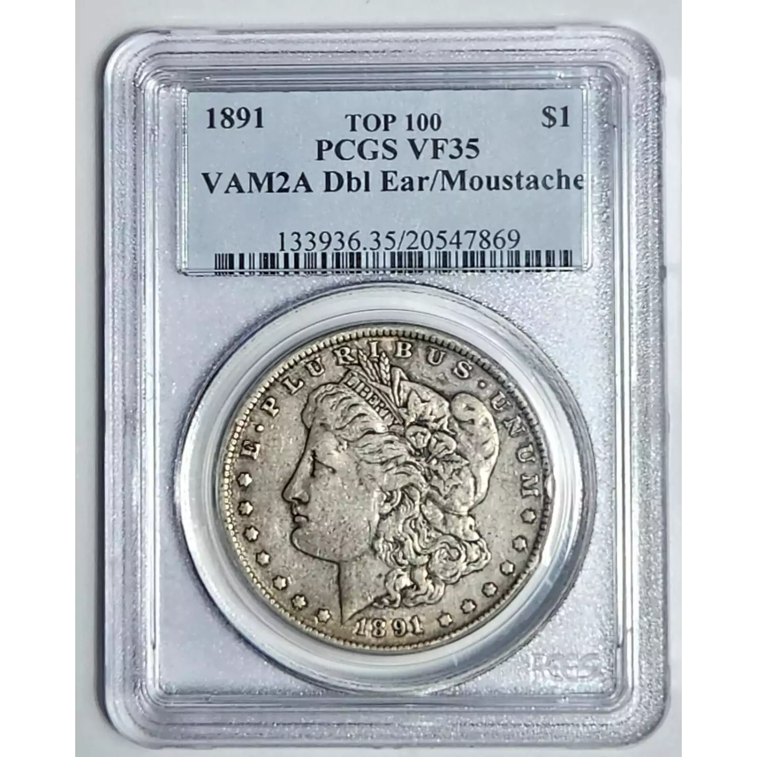 1891 Morgan Silver Dollar PCGS VF-35 VAM 2A - TOP 100 - DBL EAR/MOUSTACHE - Bob Paul Rare Coins