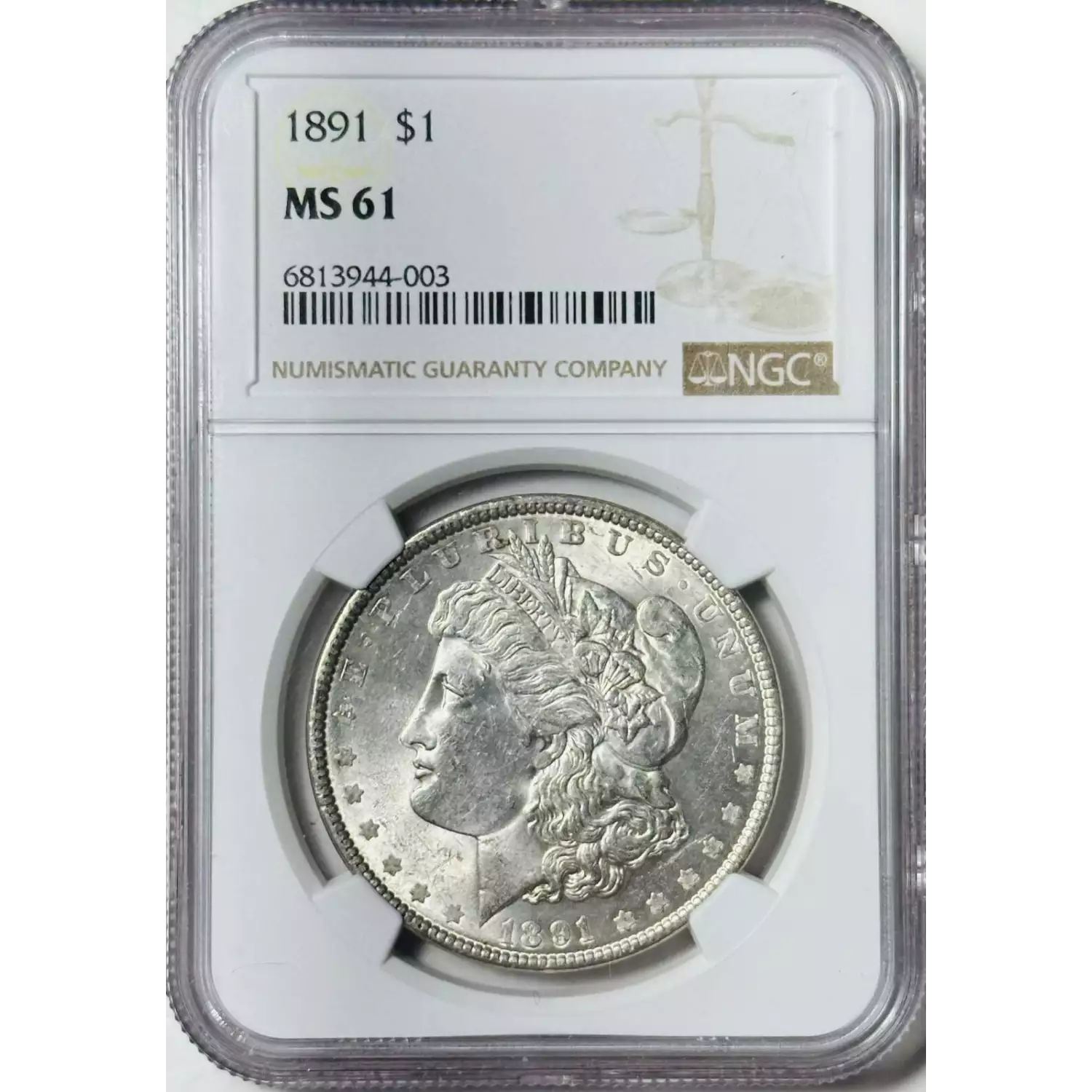 1891 Morgan Silver Dollar NGC MS-61 - Bob Paul Rare Coins