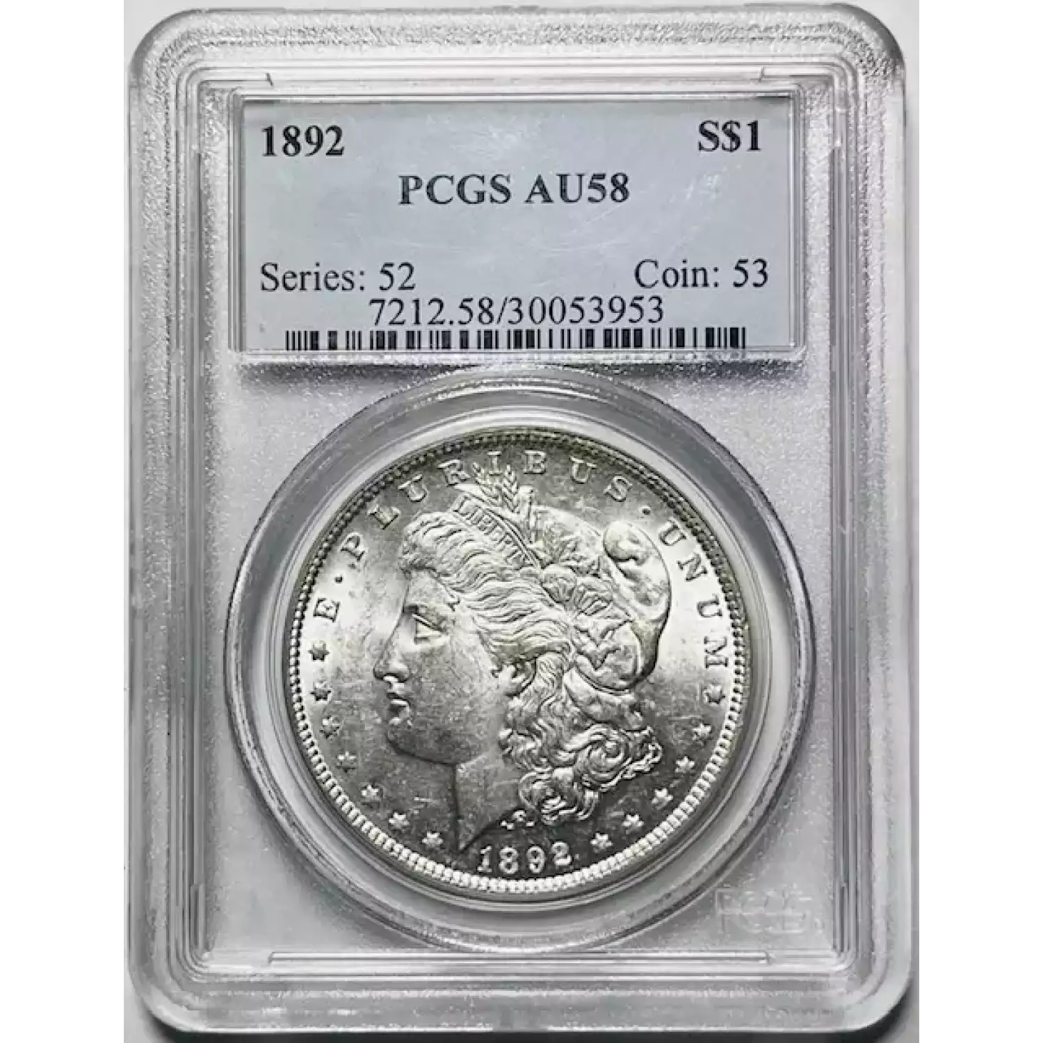 1892 Morgan Silver Dollar PCGS AU-58 White! - Bob Paul Rare Coins