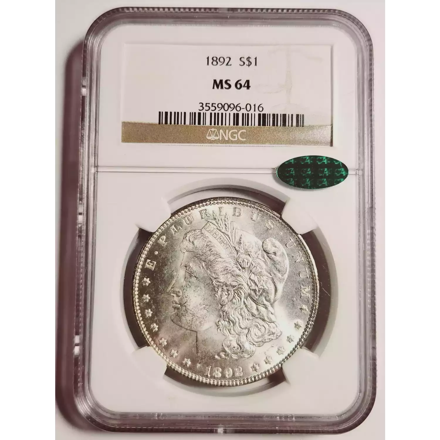 1892 Morgan Silver Dollar NGC MS-64 CAC - Bob Paul Rare Coins