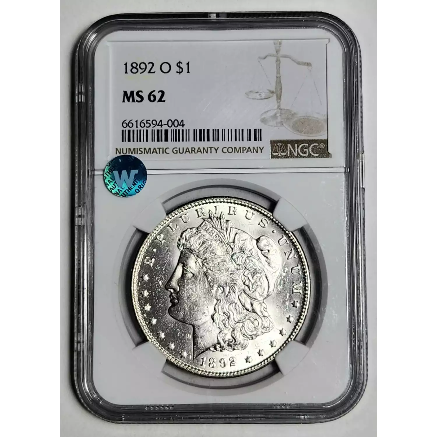 1892-O Morgan Silver Dollar NGC MS-62 - SIGHT WHITE Sight White - Bob Paul Rare Coins