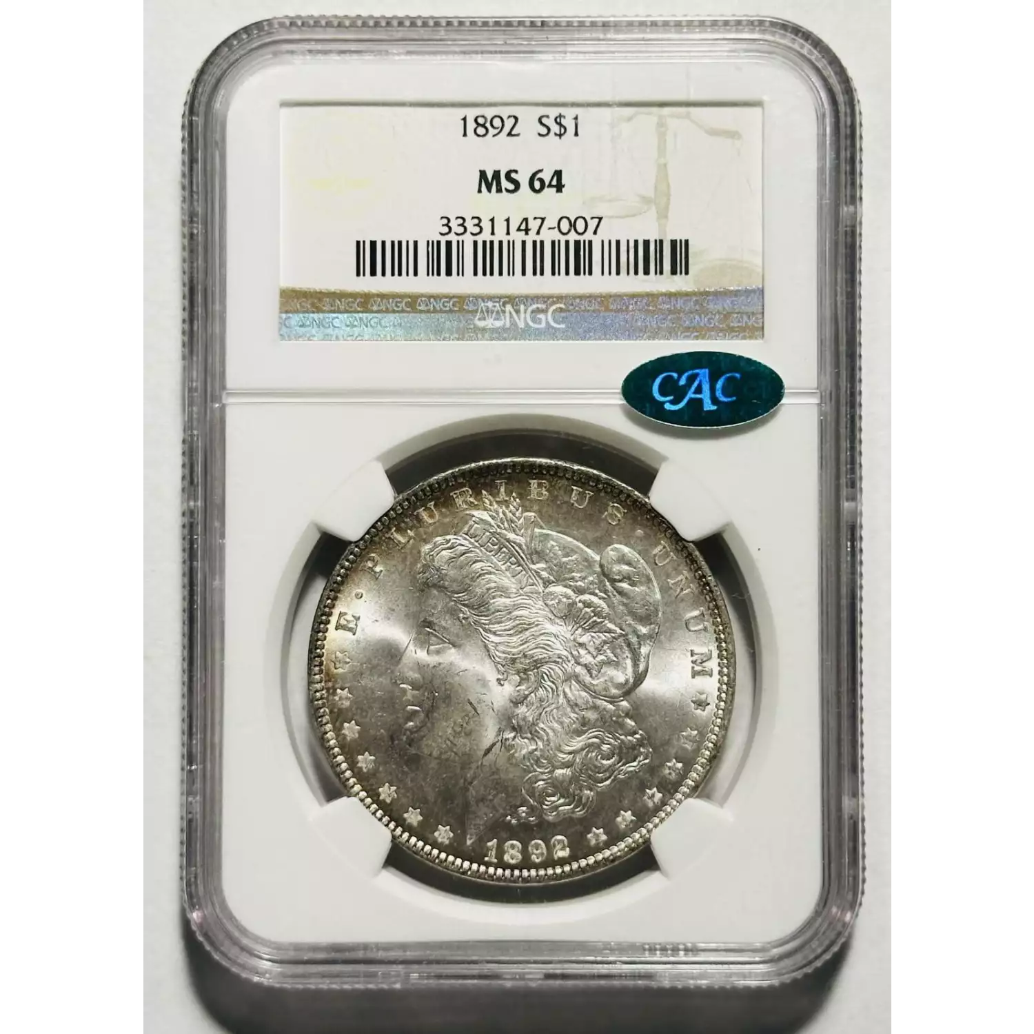 1892 Morgan Silver Dollar NGC MS-64 CAC - Bob Paul Rare Coins