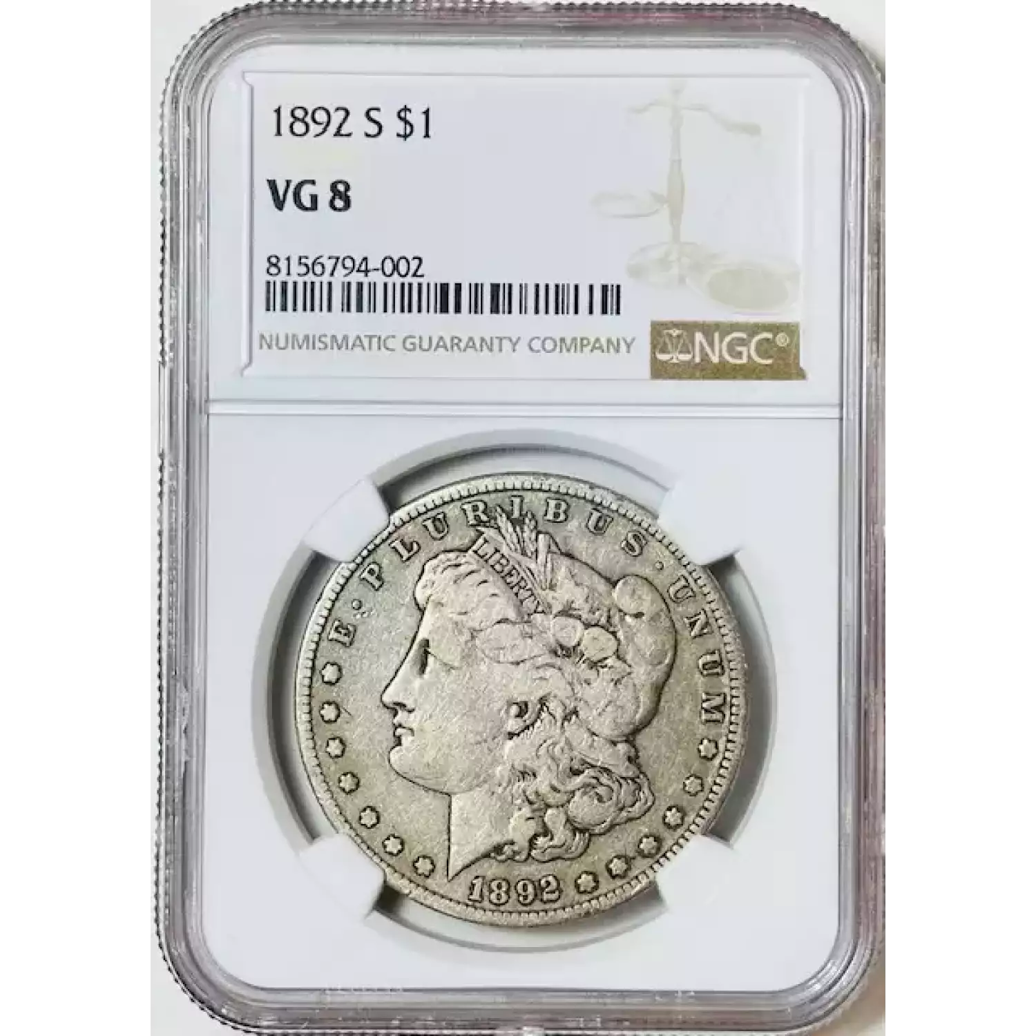 1892-S Morgan Silver Dollar NGC VG-8 - Bob Paul Rare Coins
