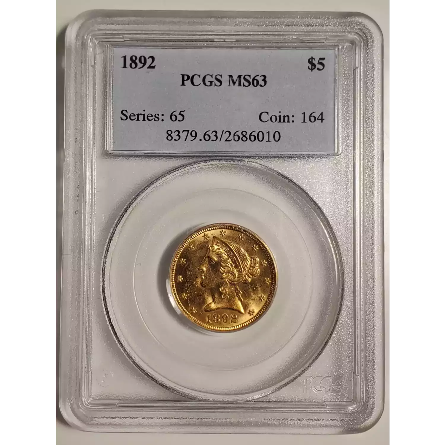 1892 Gold Half Eagles Liberty Head PCGS MS-63 Old Holder (Flashy) - Bob Paul Rare Coins