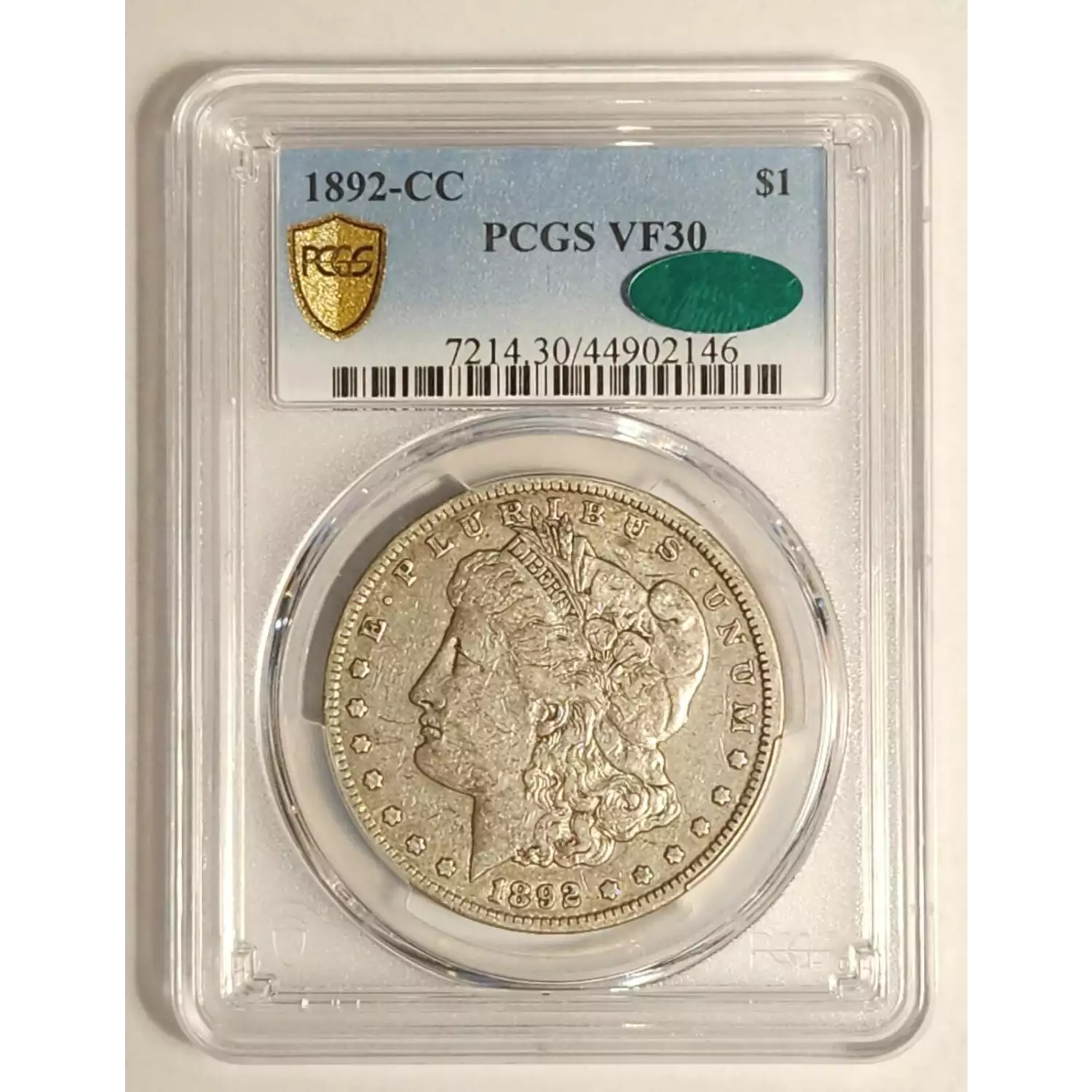 1892-CC Morgan Silver Dollar PCGS VF-30 CAC - Bob Paul Rare Coins