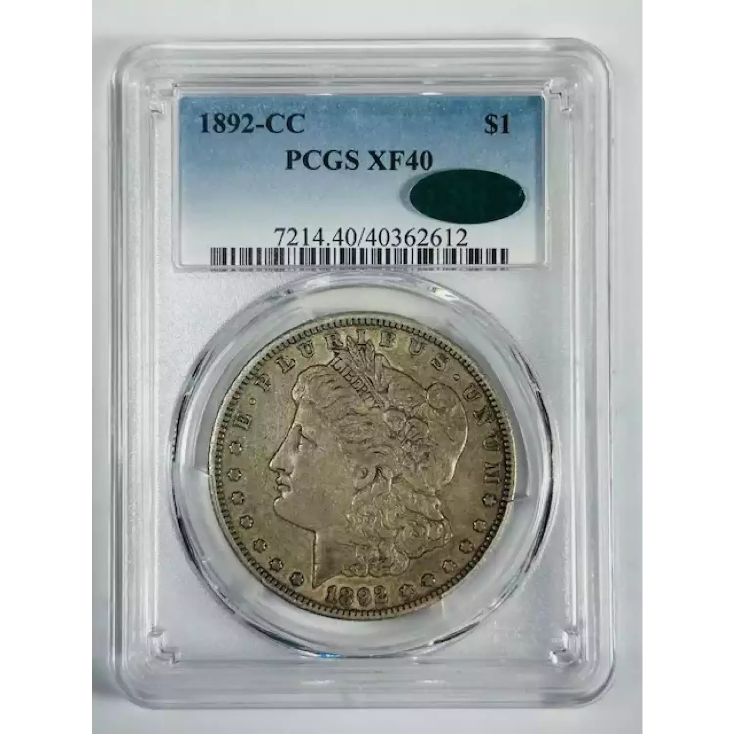 1892-CC Morgan Silver Dollar PCGS XF-40 Low CAC Population! CAC - Bob Paul Rare Coins