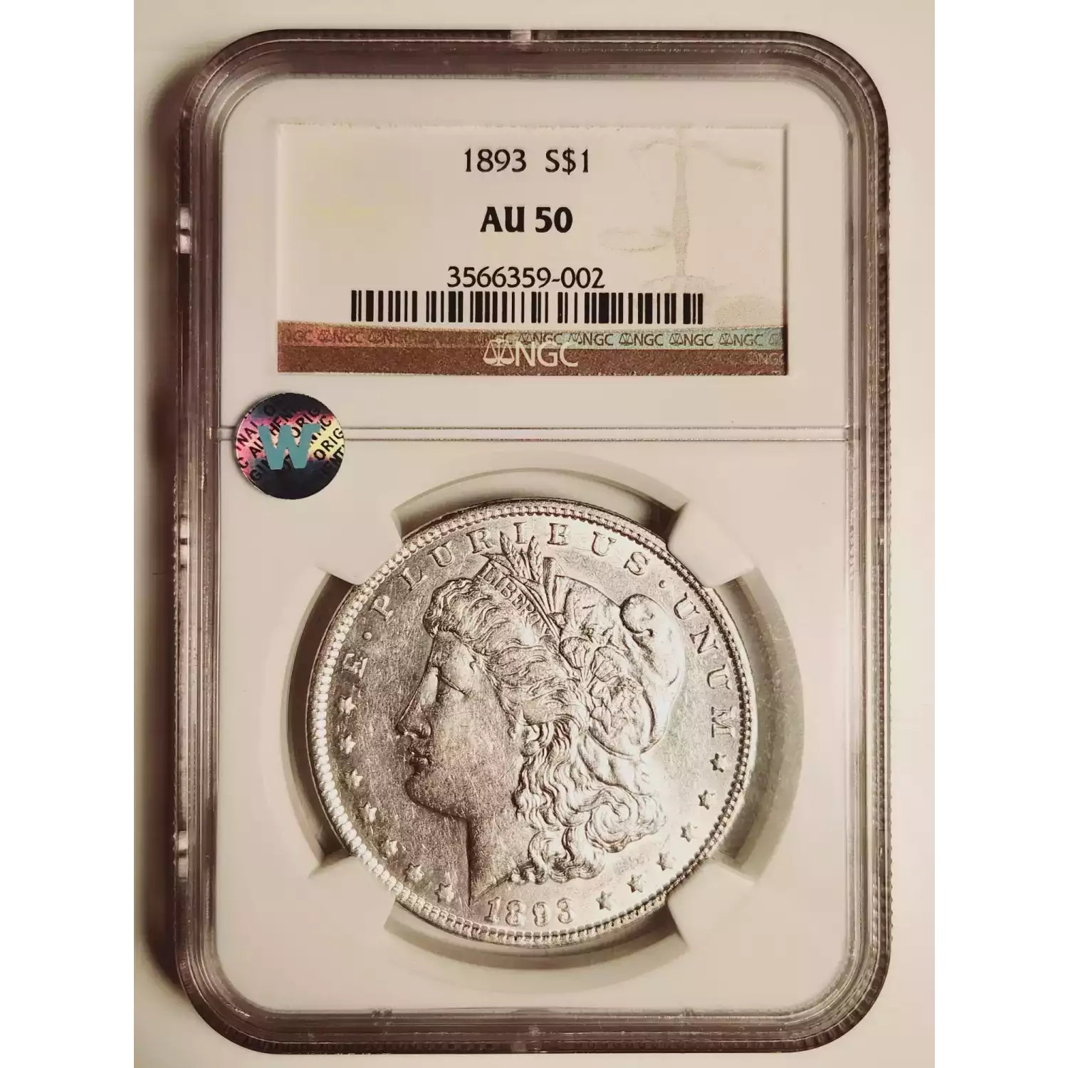 1893 NGC AU-50 Morgan Silver Dollar Sight White - Bob Paul Rare Coins