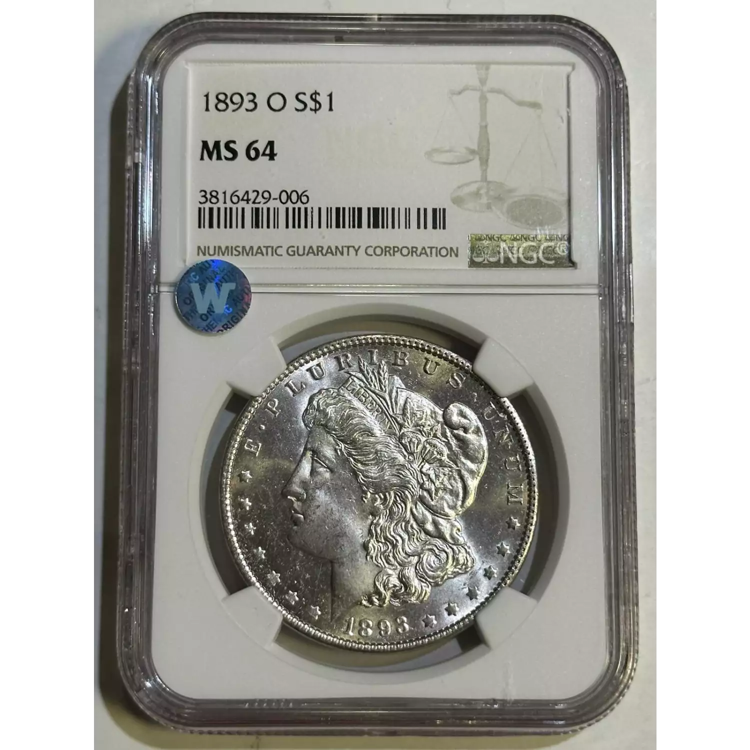 1893-O Morgan Silver Dollar NGC MS-64 Sight White - Bob Paul Rare Coins