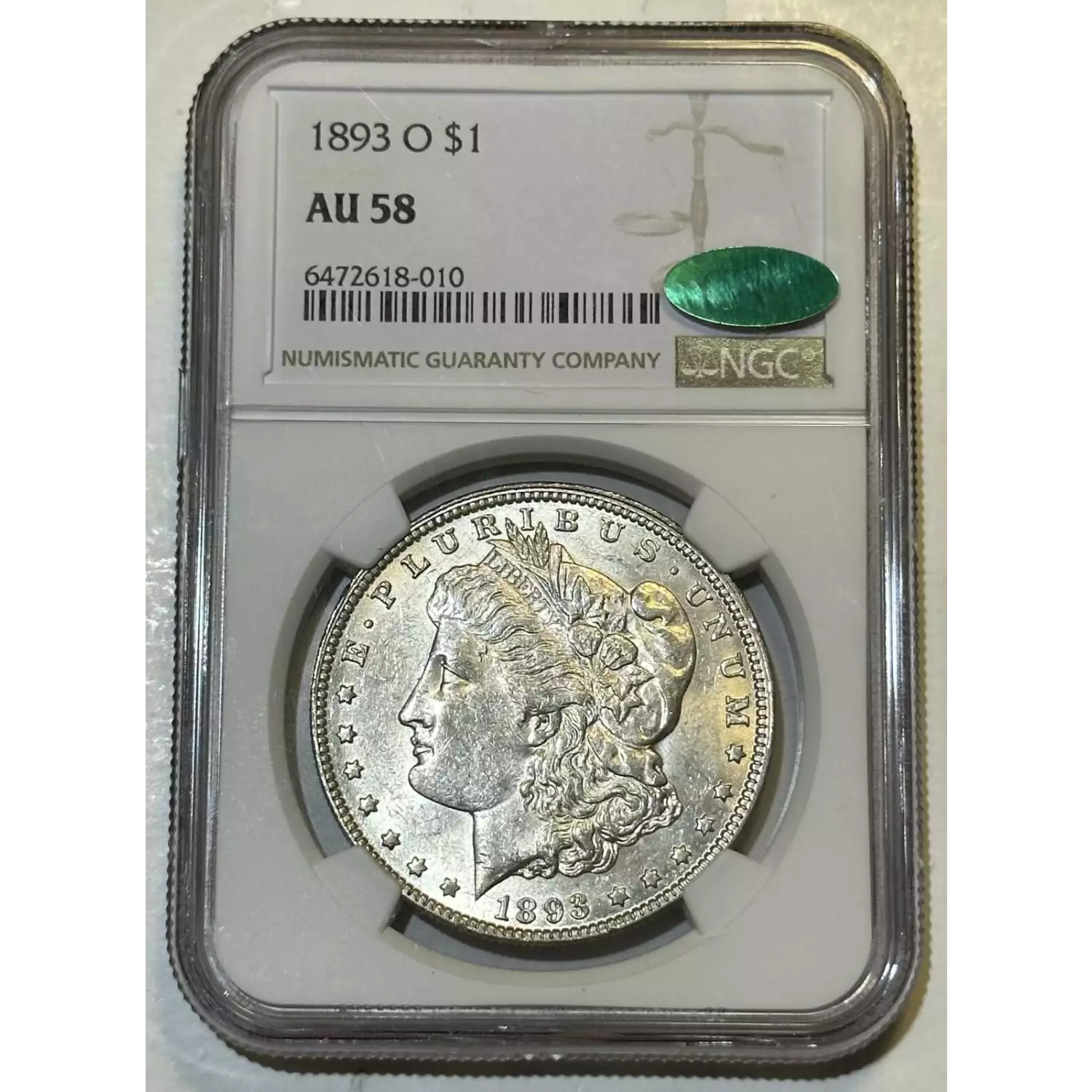 1893-O Morgan Silver Dollar NGC AU-58 CAC - Bob Paul Rare Coins