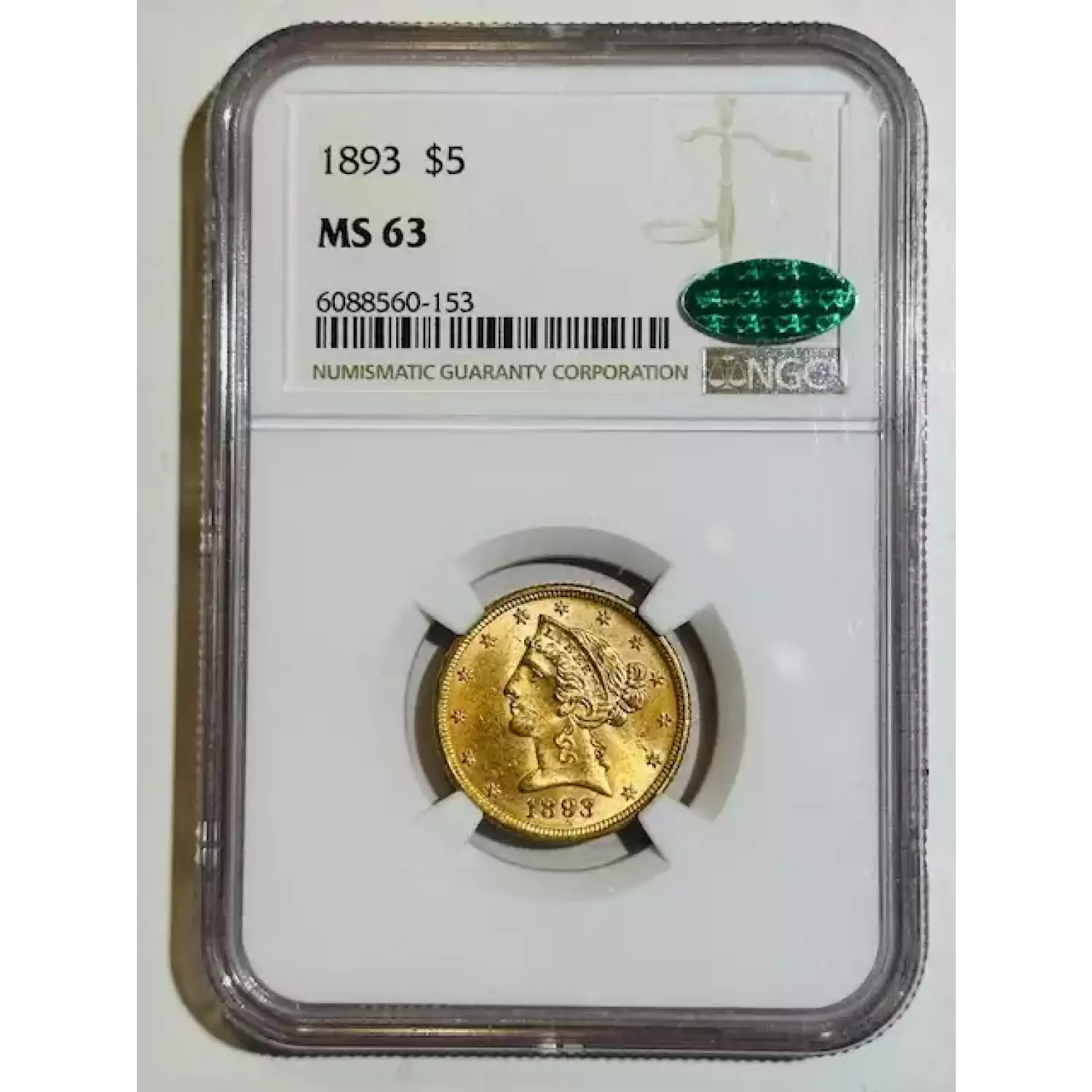1893 Gold Half Eagles Liberty Head NGC MS-63 CAC - Bob Paul Rare Coins