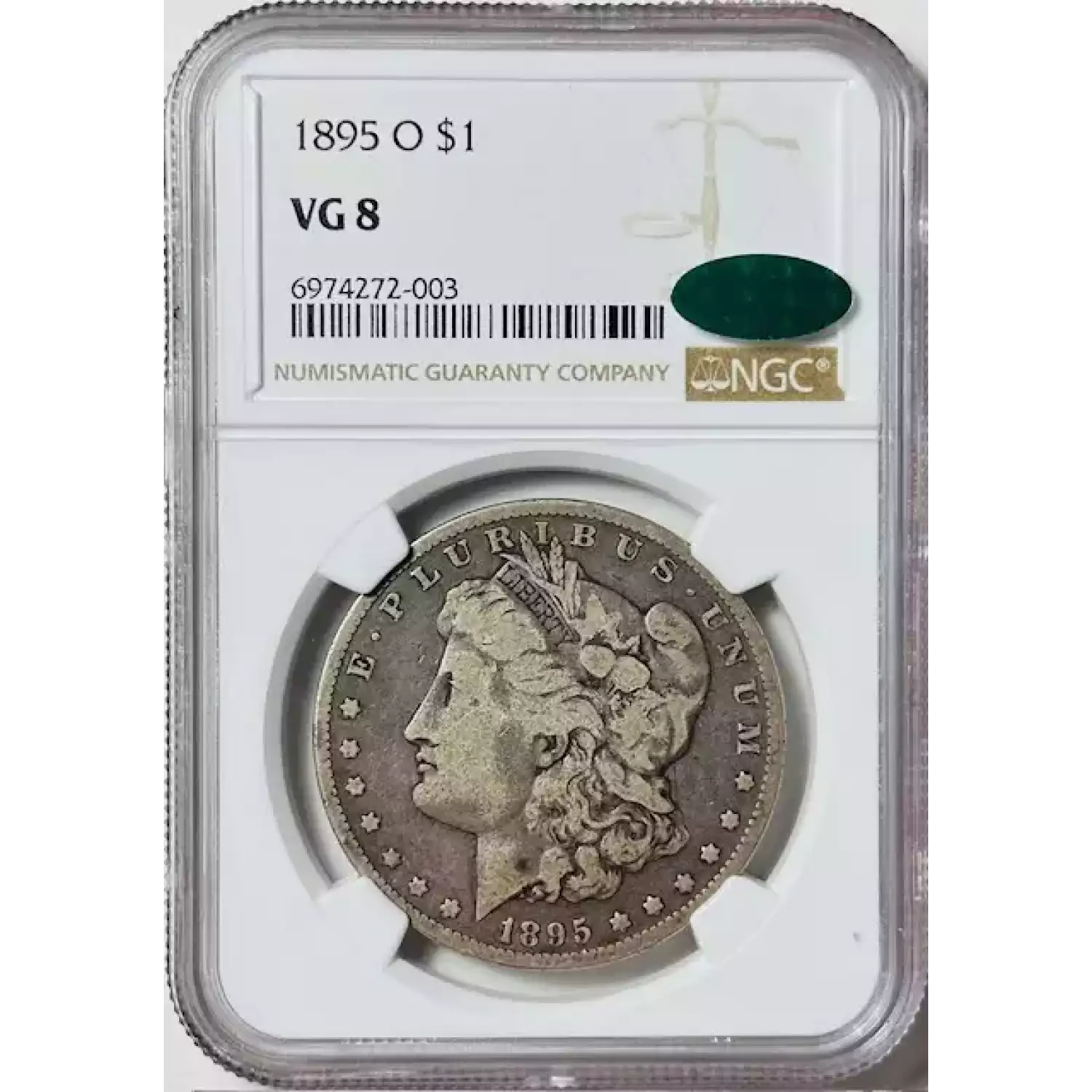 1895-O Morgan Silver Dollar NGC VG-8 Very Low CAC Population! CAC - Bob Paul Rare Coins