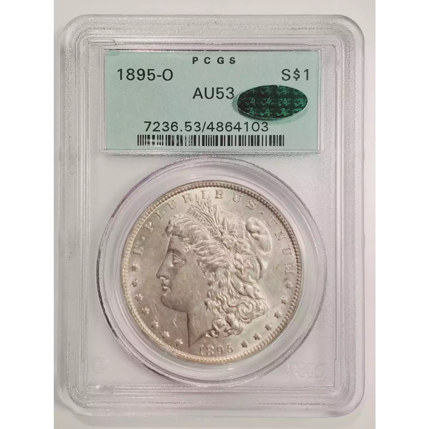 1895-O Morgan Silver Dollar PCGS AU-53 OLD GREEN HOLDER CAC - Bob Paul Rare Coins