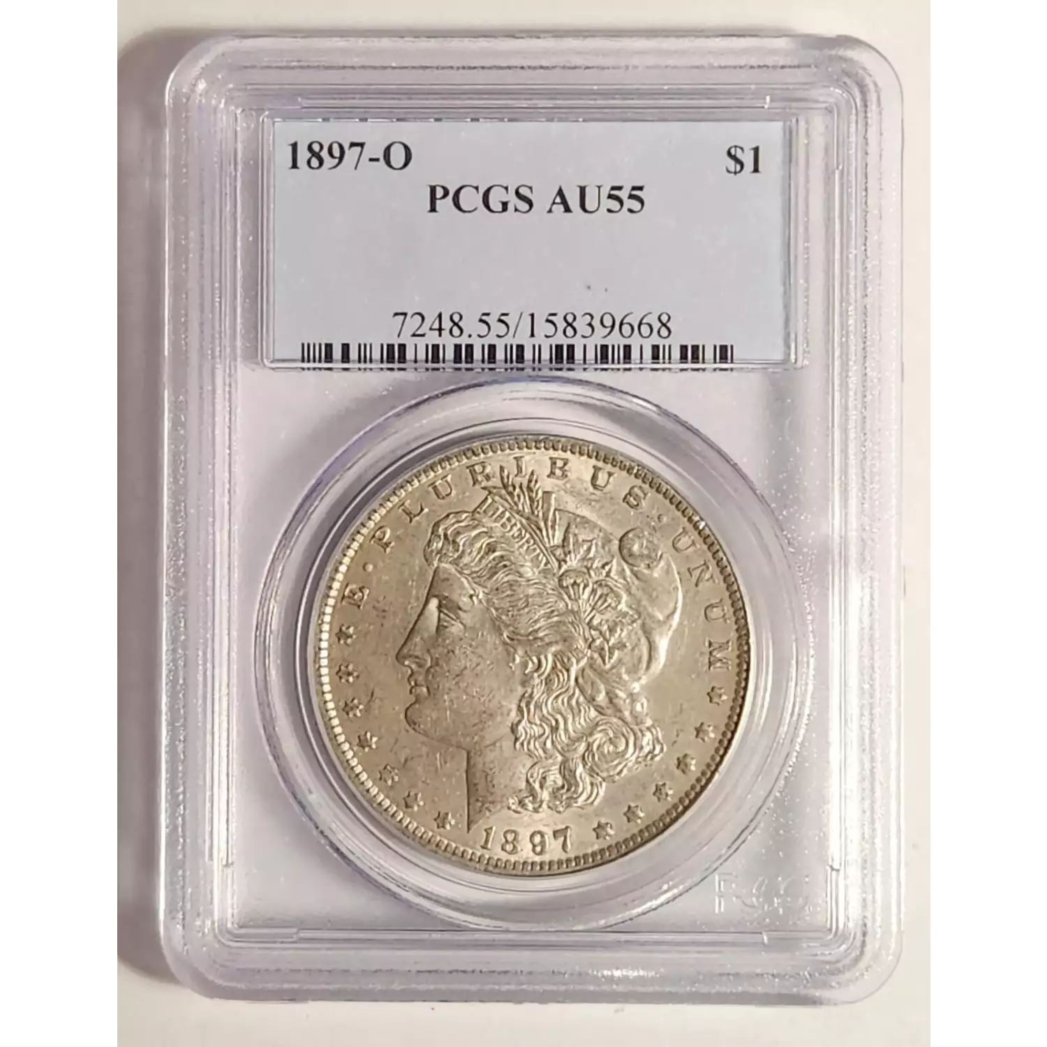 1897-O Morgan Silver Dollar PCGS AU-55 - MARK FREE - Bob Paul Rare Coins