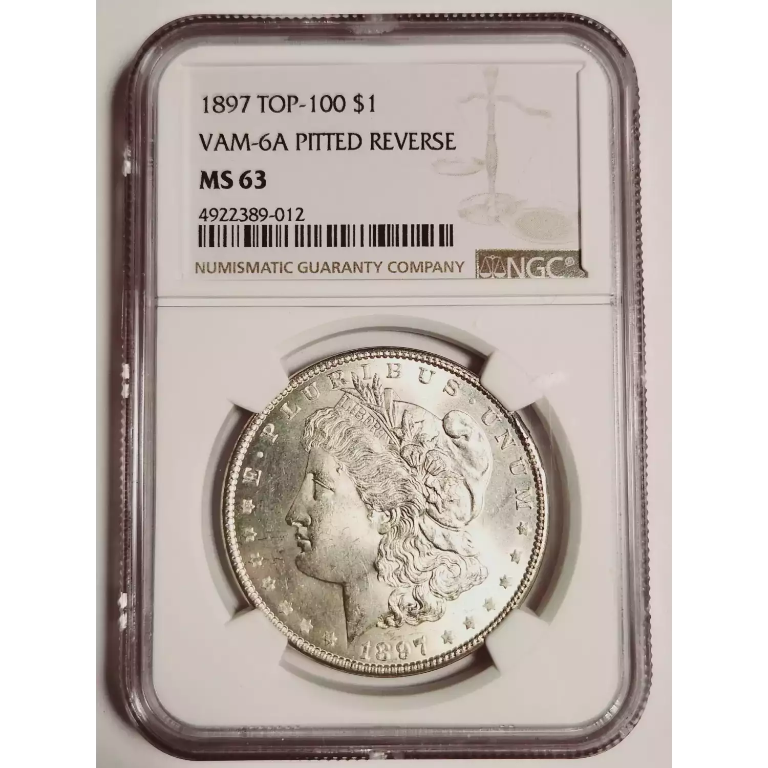 1897 Morgan Silver Dollar NGC MS-63 - Top 100 VAM-6A PITTED REVERSE - Bob Paul Rare Coins