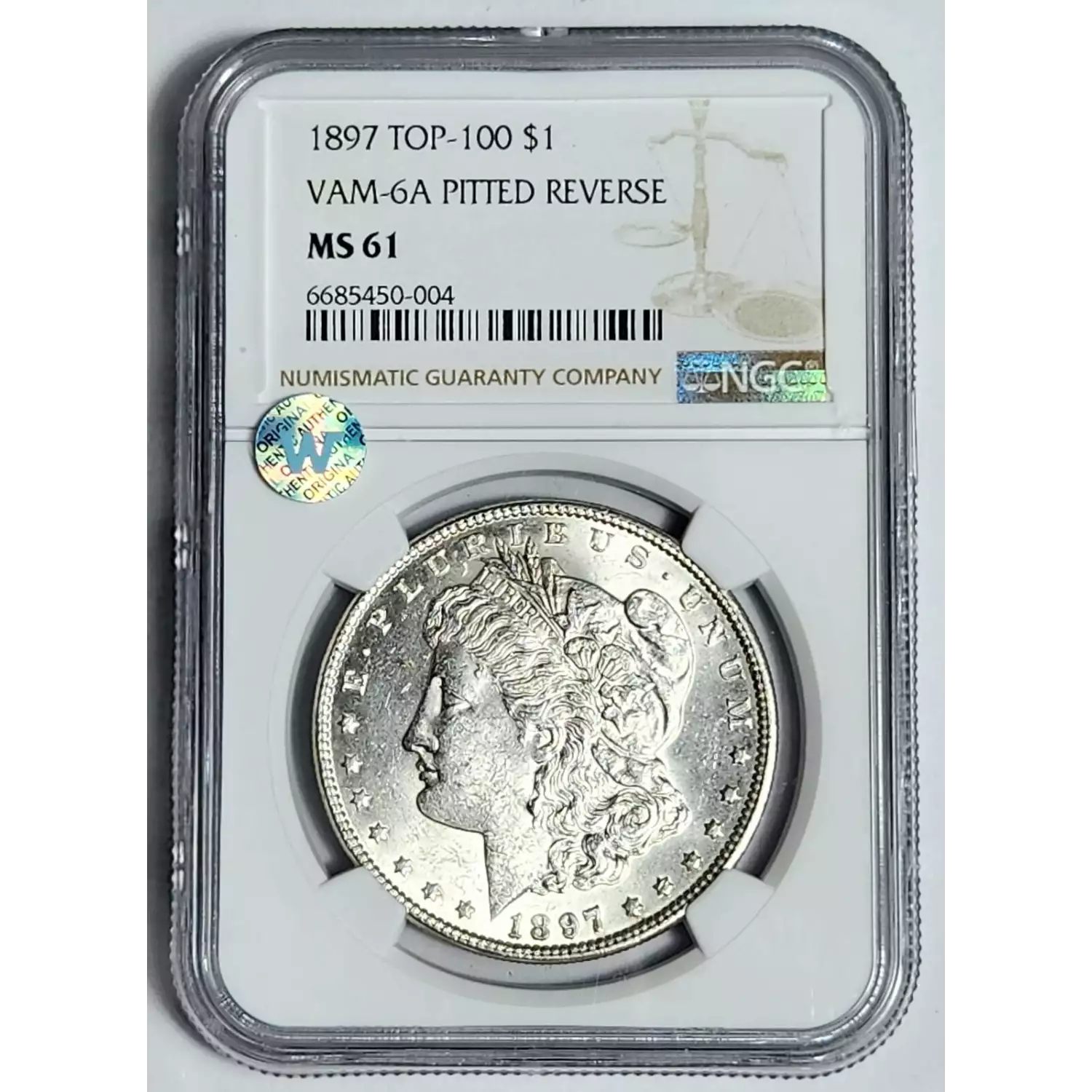 1897 Morgan Silver Dollar NGC MS-61 VAM-6A PITTED REVERSE Sight White - Bob Paul Rare Coins