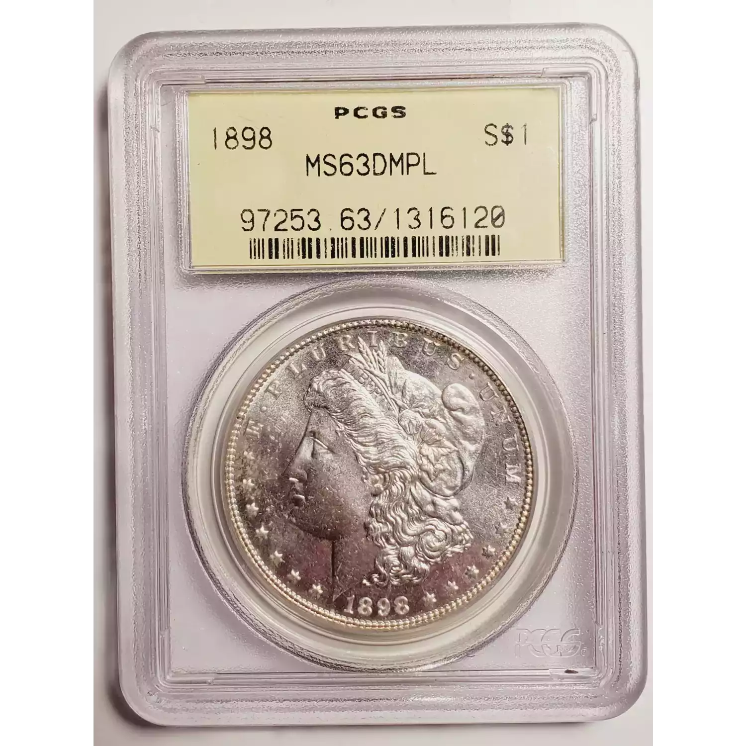1898 Morgan Silver Dollar PCGS MS-63 DMPL (OGH - Old Green Holder) - Bob Paul Rare Coins