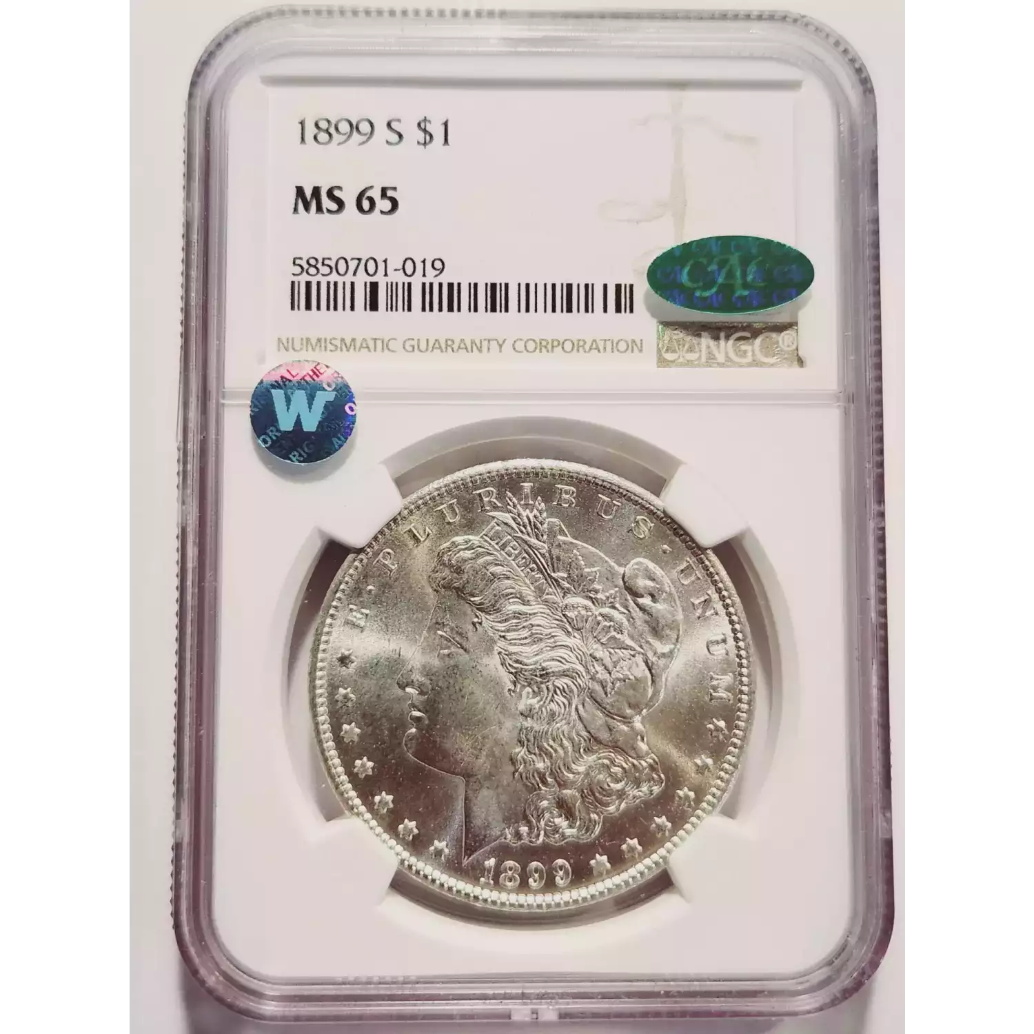 1899-S Morgan Silver Dollar NGC MS-65 CAC, Sight White - Bob Paul Rare Coins