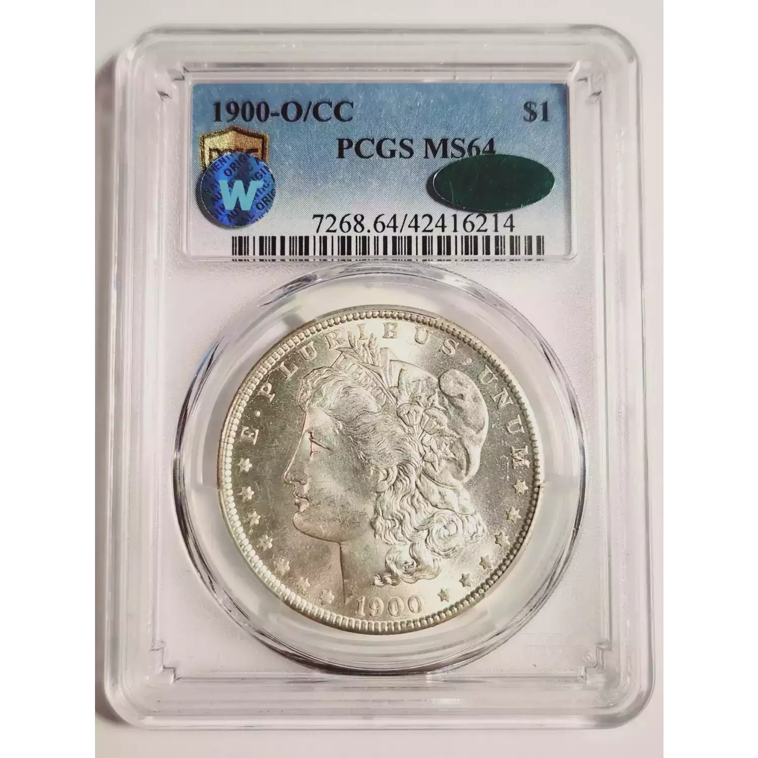 1900-O/CC Morgan Silver Dollar PCGS MS-64 Overmintmark CAC, Sight White ...