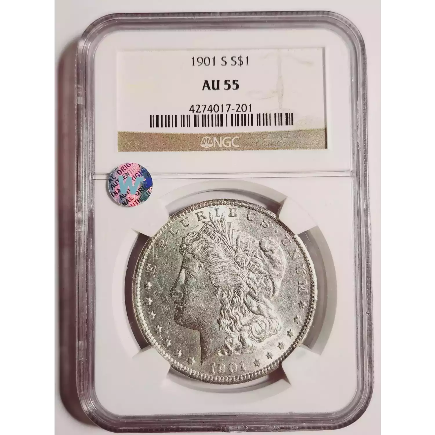 1901-S Morgan Silver Dollar NGC AU-55 Sight White - Bob Paul Rare Coins