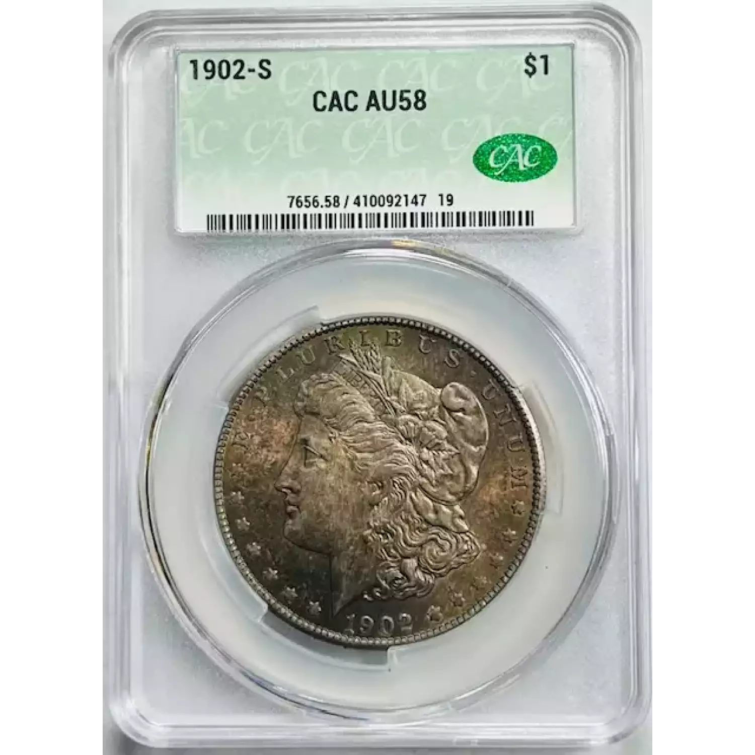 1902-S Morgan Silver Dollar CACG AU 58 CAC - Bob Paul Rare Coins